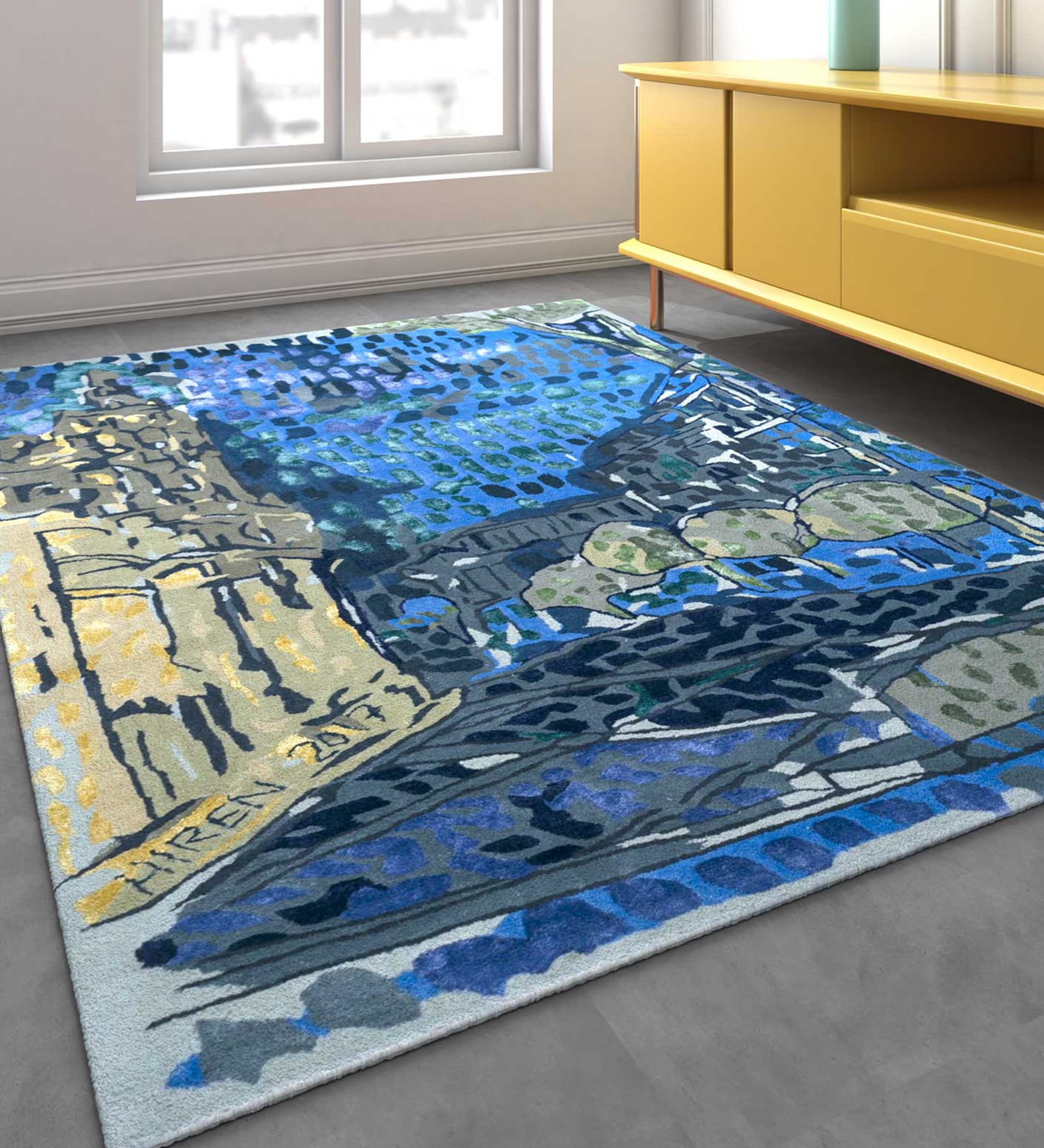 Buy Blue Graphic Wool 6 ft x 9 ft Hand Tufted Carpet at 20% OFF by ...
