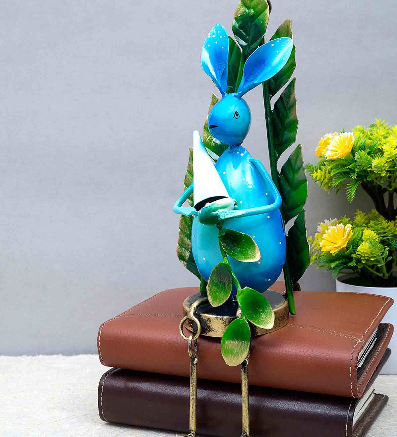 Buy Blue Handpainted Rabbit Metal Wall Art Metal Wall Art- By Golden ...