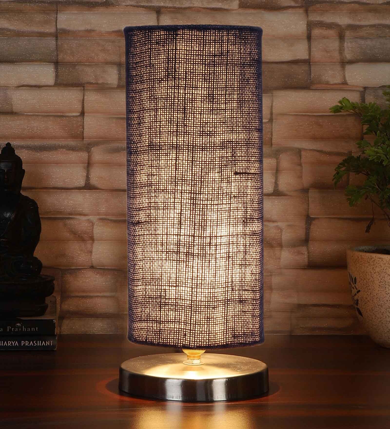 Buy Blue Jute table lamp with Steel Base -12 at 11% OFF by New Era ...
