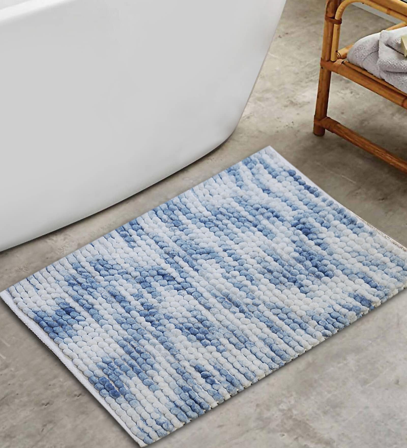 Buy Blue Abstract Microfibre 32x20 Inches Super Soft Bath Mat at 40% ...