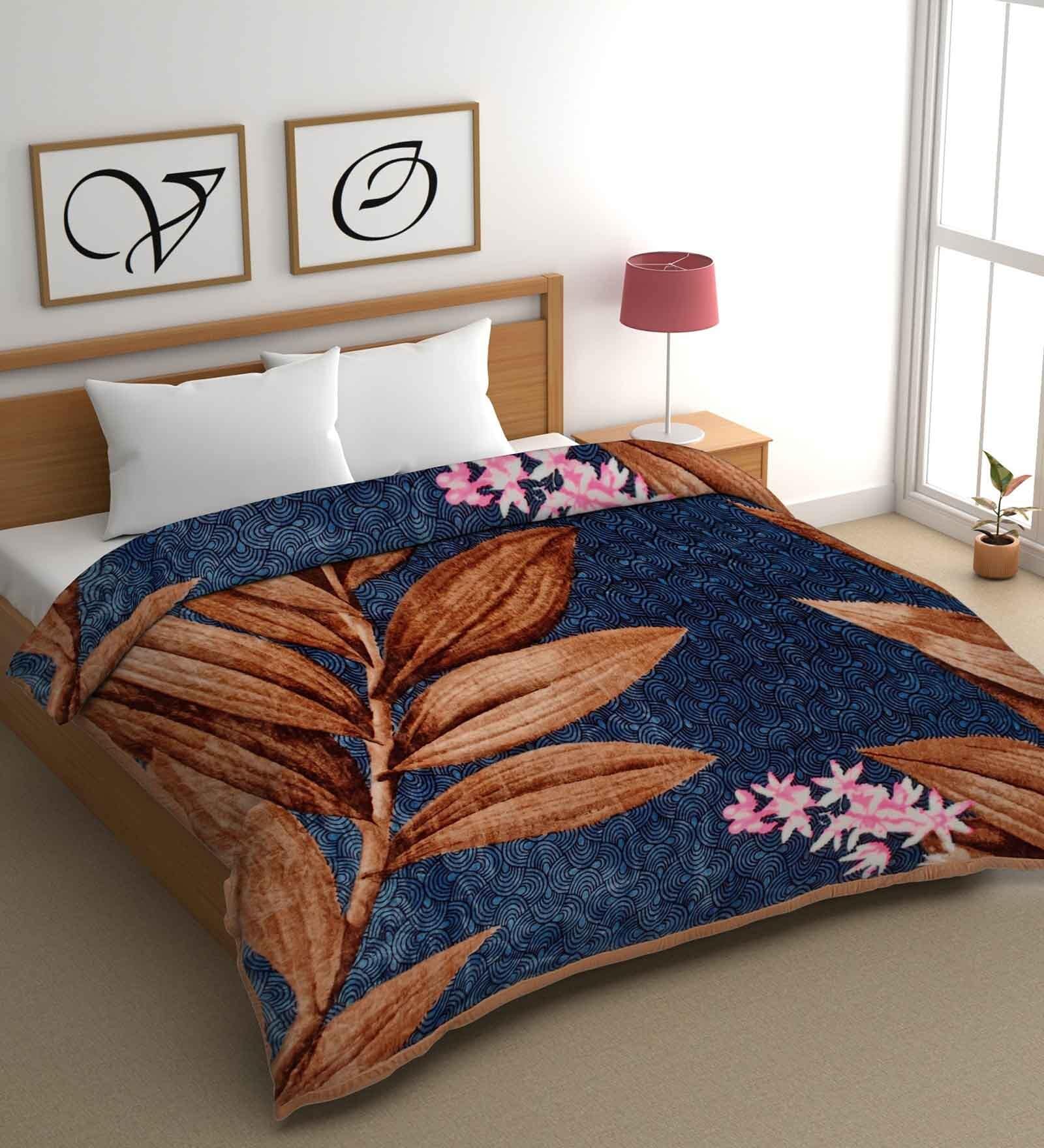 Buy Blue Mink Floral 500 GSM Double Bed Blanket by CG Homes at 28% OFF ...
