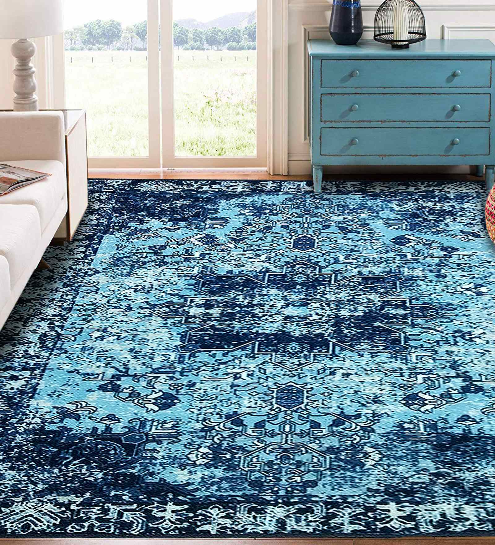 Buy Abstract Pattern Nylon Machine Made 4 X 6 Feet Carpet By Status at ...