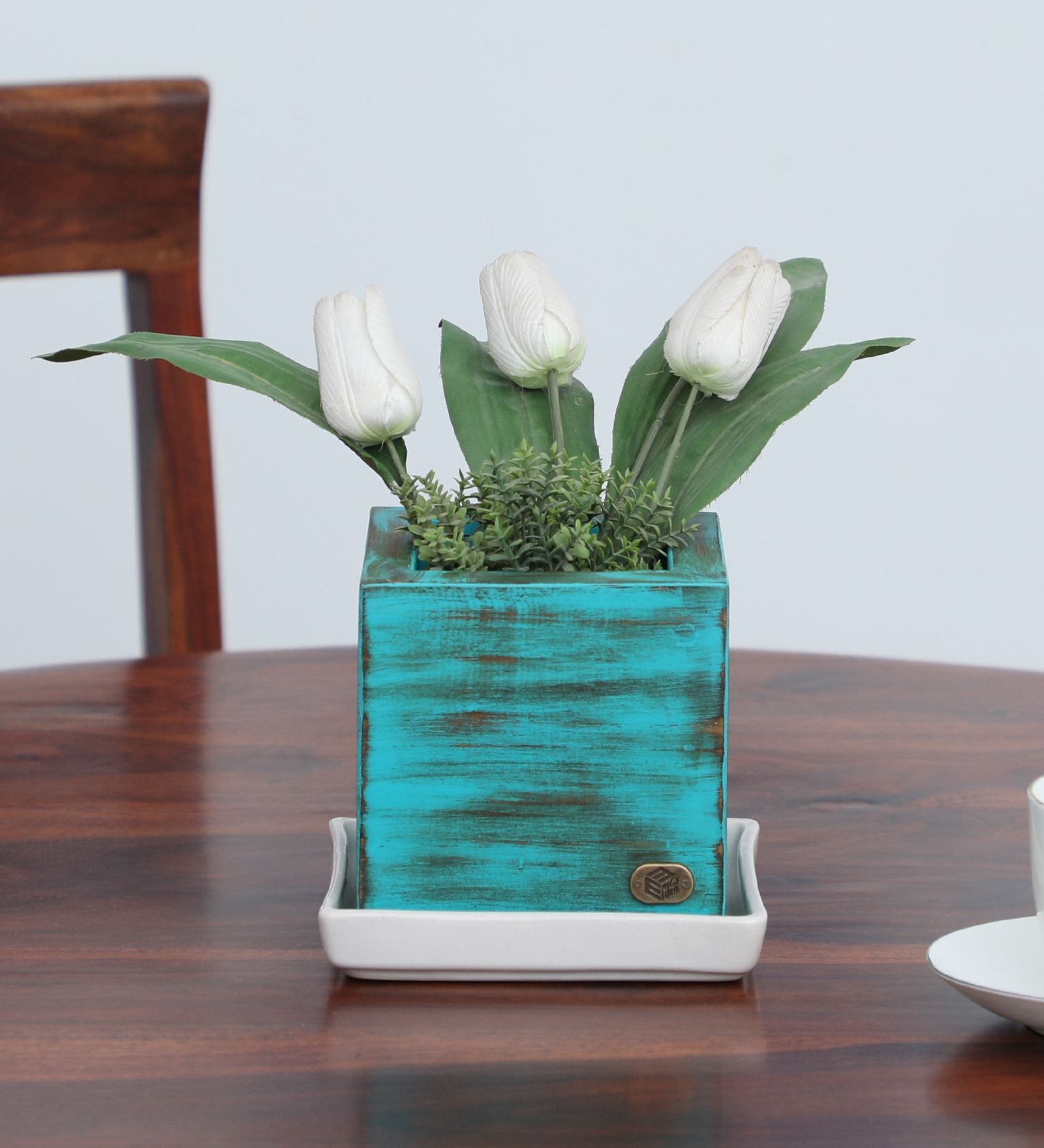 Buy Blue Pine Wood Square Desk Desk Pot by My Eden at 15% OFF by My ...