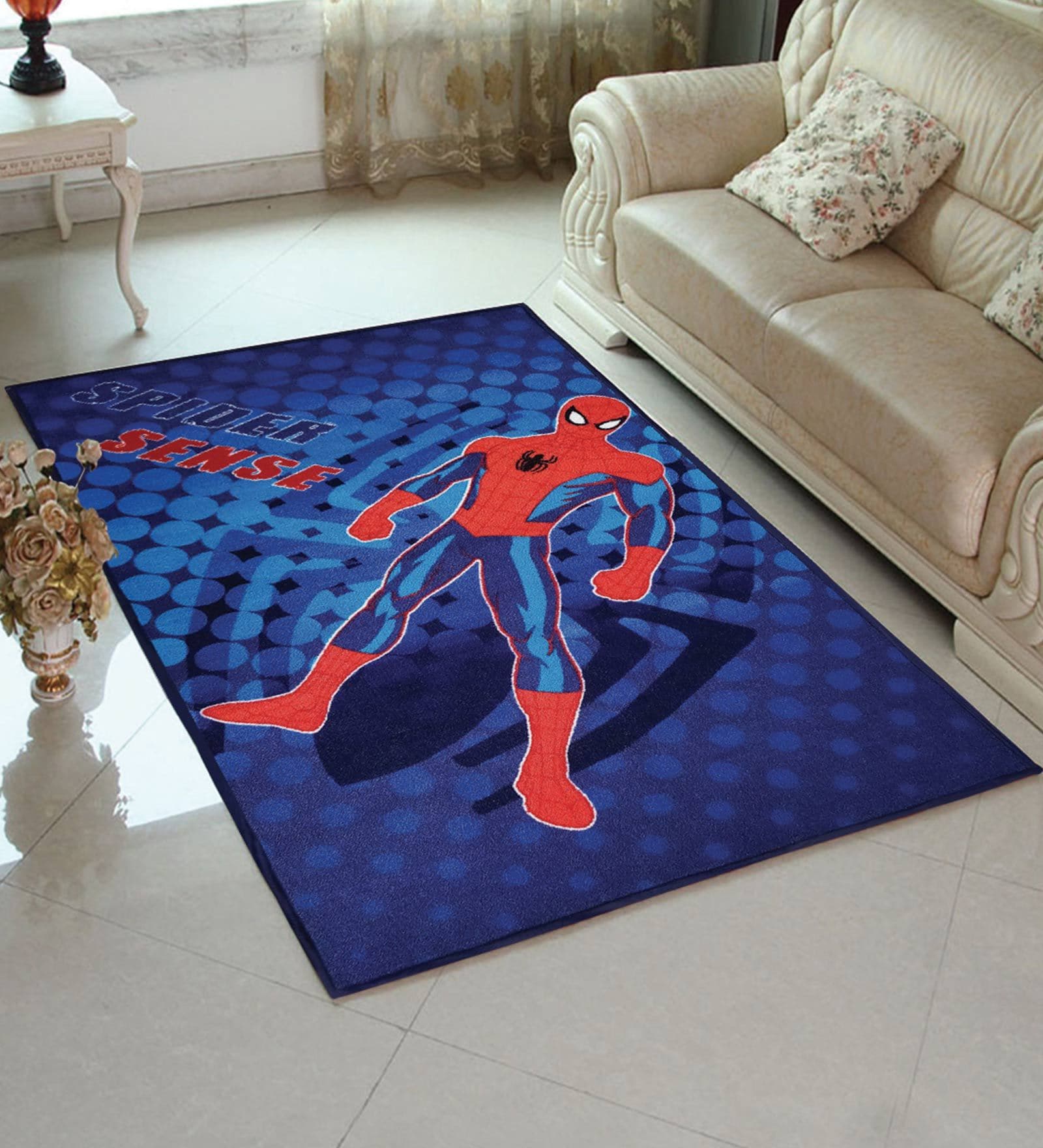 Buy Blue Polyester 3ft x 5ft Marvel Athom Trendz Spider Man Carpet by ...