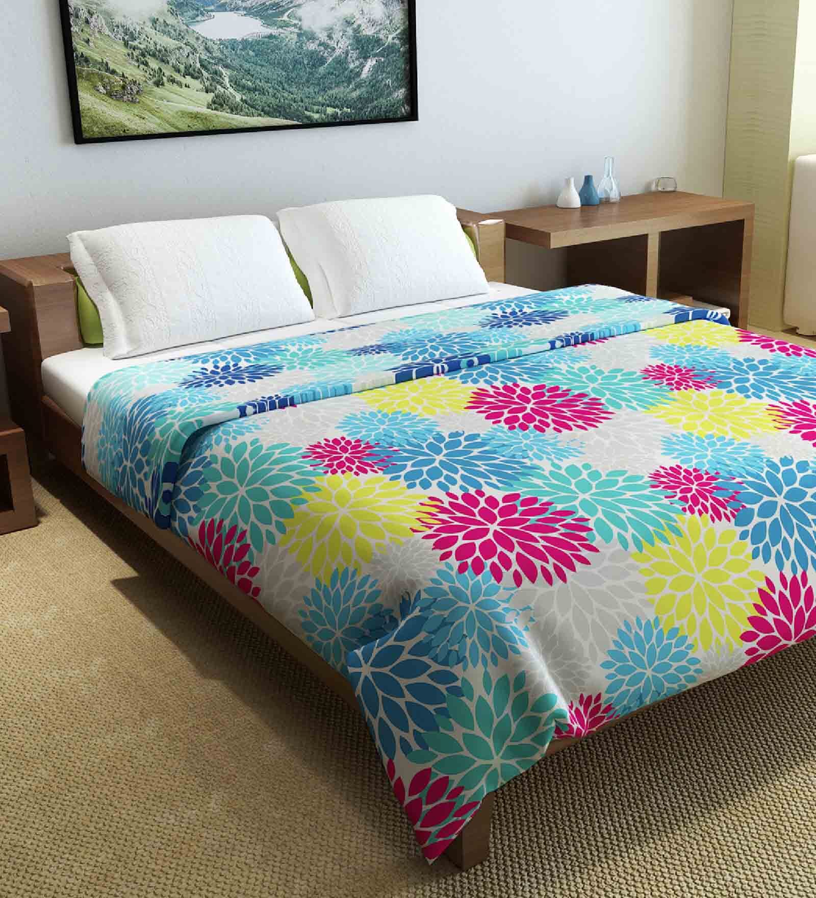 Buy Multicolor Polyester 150 Mild Winter Double Bed Comforter by Divine ...