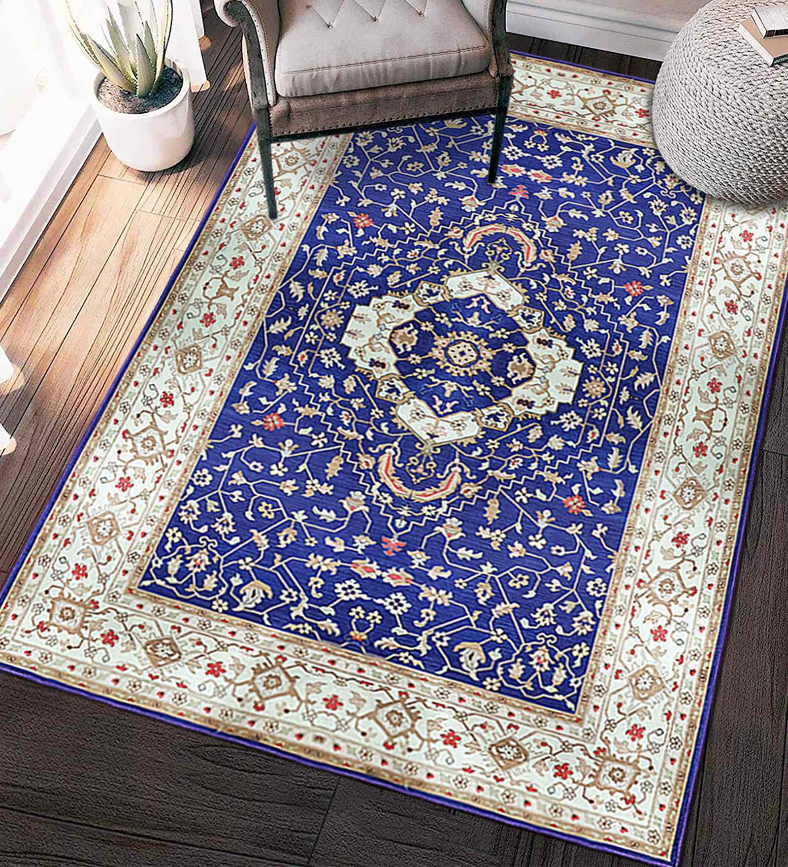 Buy Oriental Pattern Polyester Machine Made 3 X 5 Feet Carpet at 17% ...