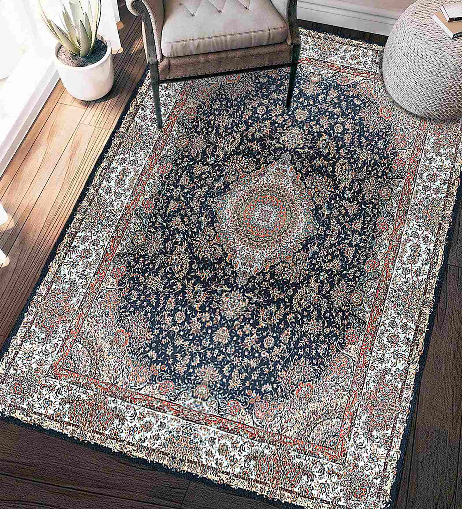 Buy Oriental Pattern Polyester Machine Made 3 X 5 Feet Carpet at 17% ...