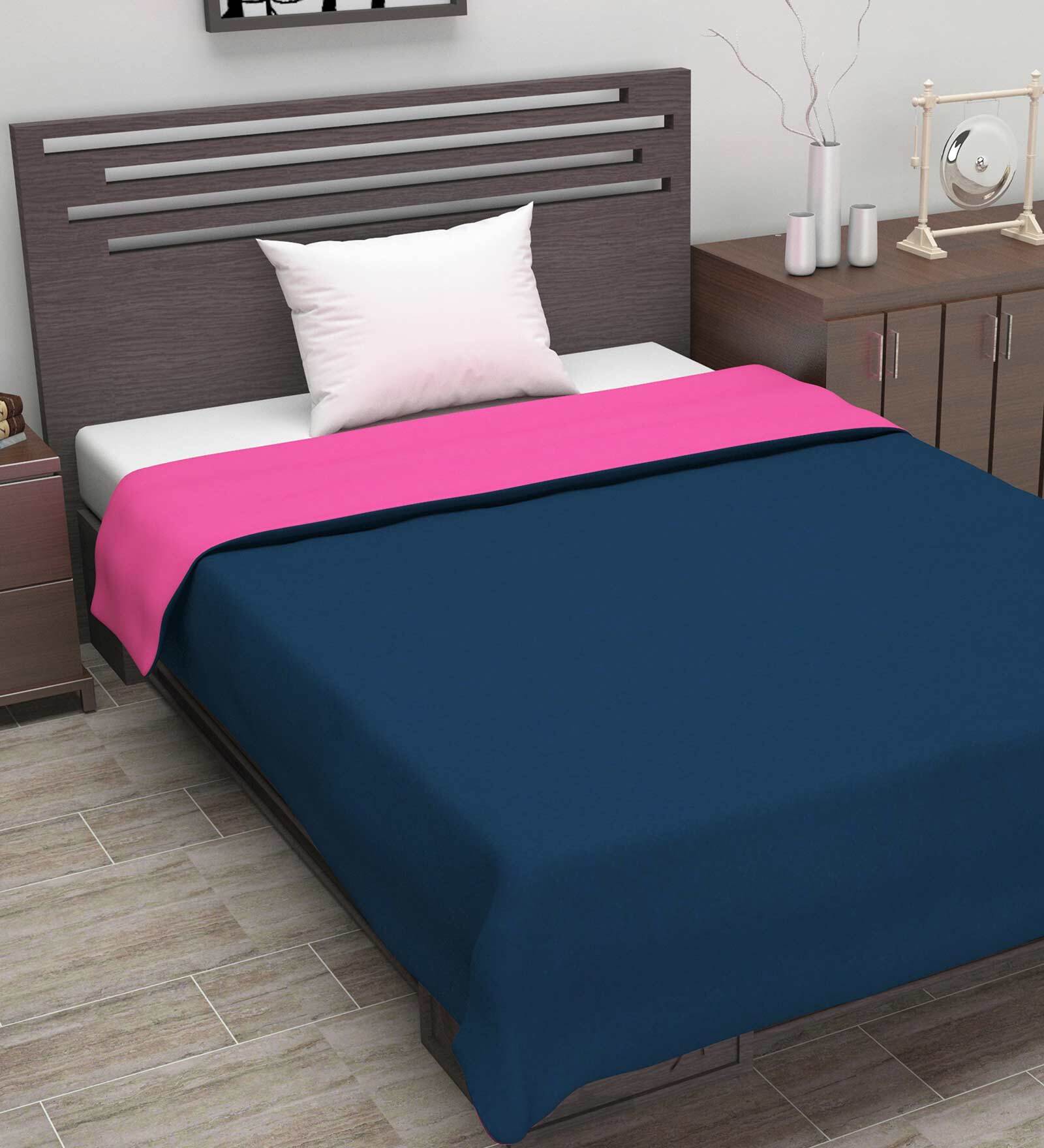 Buy Blue Solid Polyester 120 GSM Single Bed Reversible Dohar at 59% OFF ...