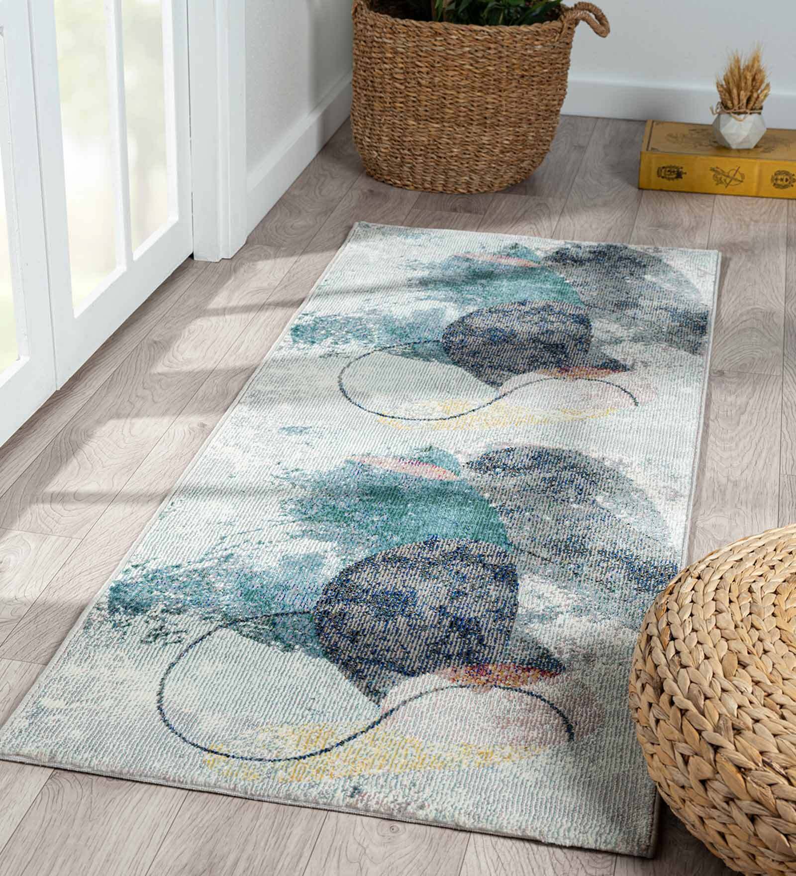 Buy Blue Polypropylene 5 x 2 Feet Machine Bedside Runner By Obsessions ...