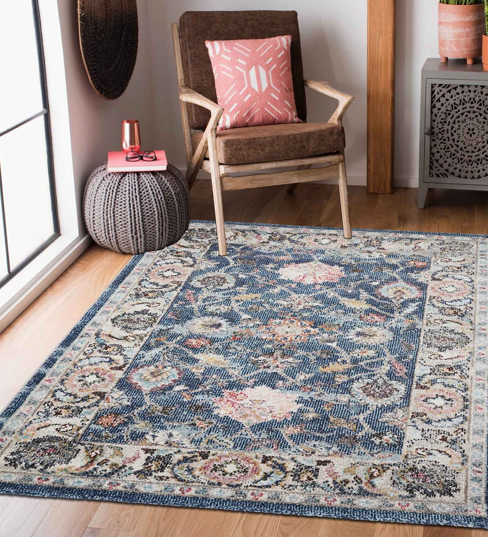 Buy Blue Persian Polypropylene 4 ft x 6 ft Machine Made Carpet by ...