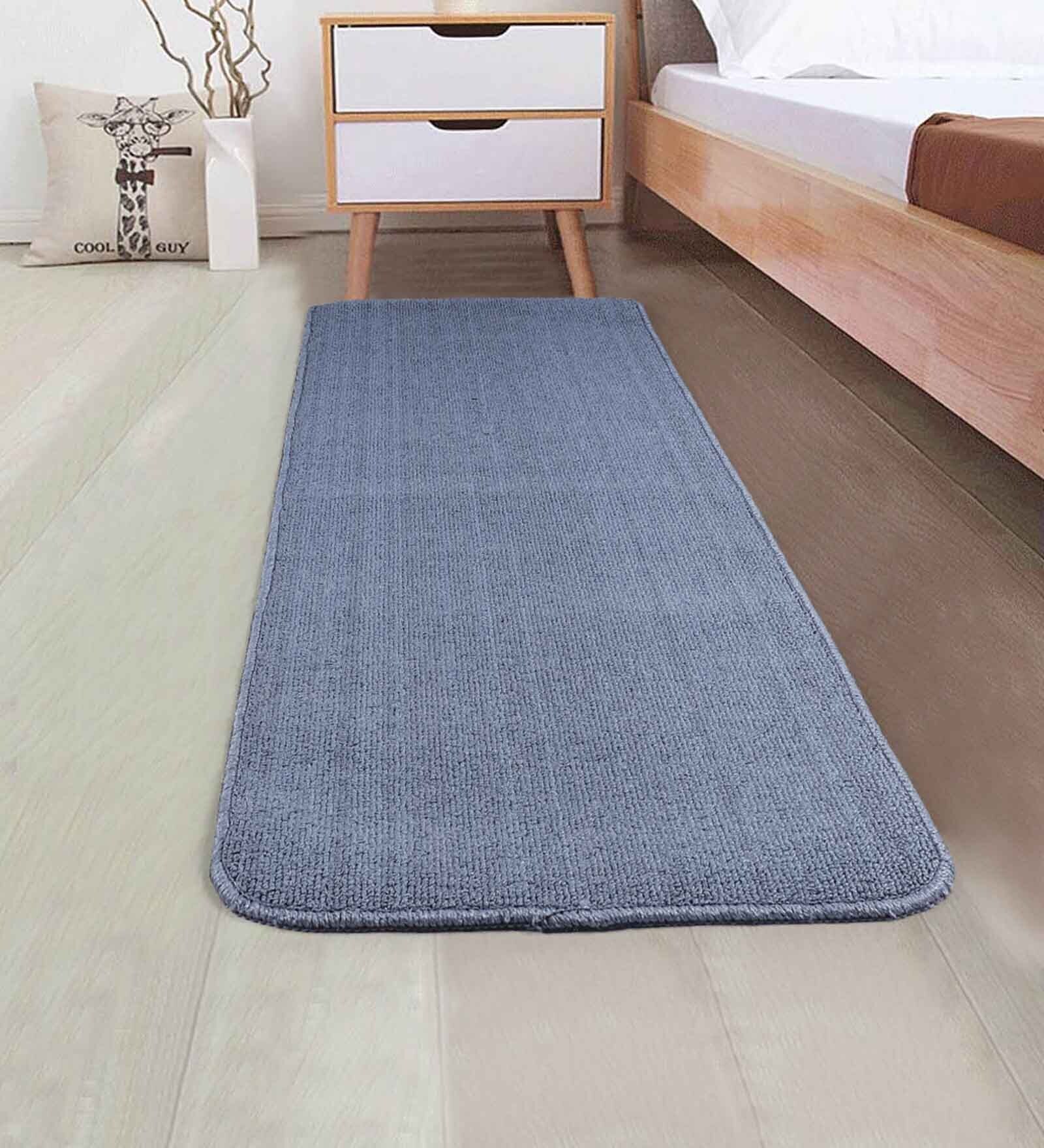 Buy Blue Polypropylene Solid 6 X 2 Feet Bedside Runner at 52% OFF by ...