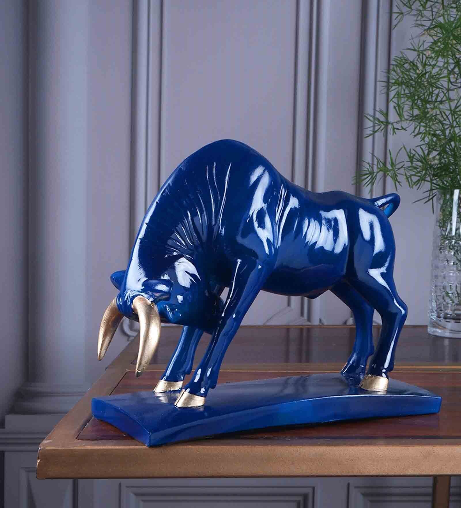 Buy Blue Polyresin Premium Bull Figurine at 40% OFF by The White Ink ...