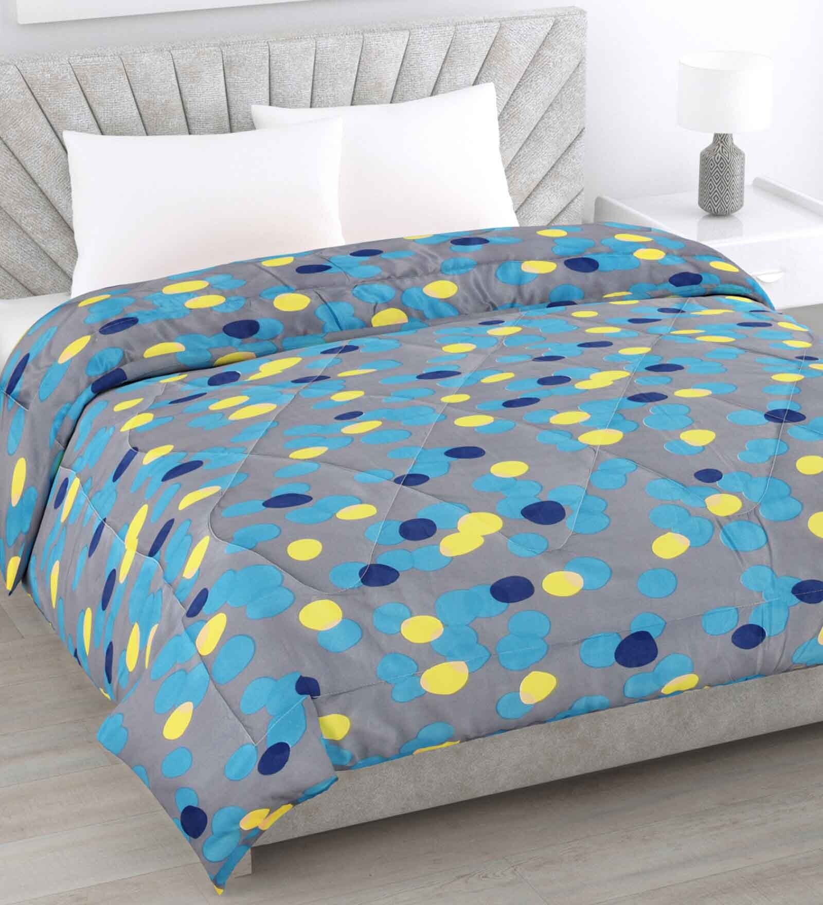 Buy Blue Polyster Geometric 150 GSM Double Bed Comforter at 69% OFF by ...
