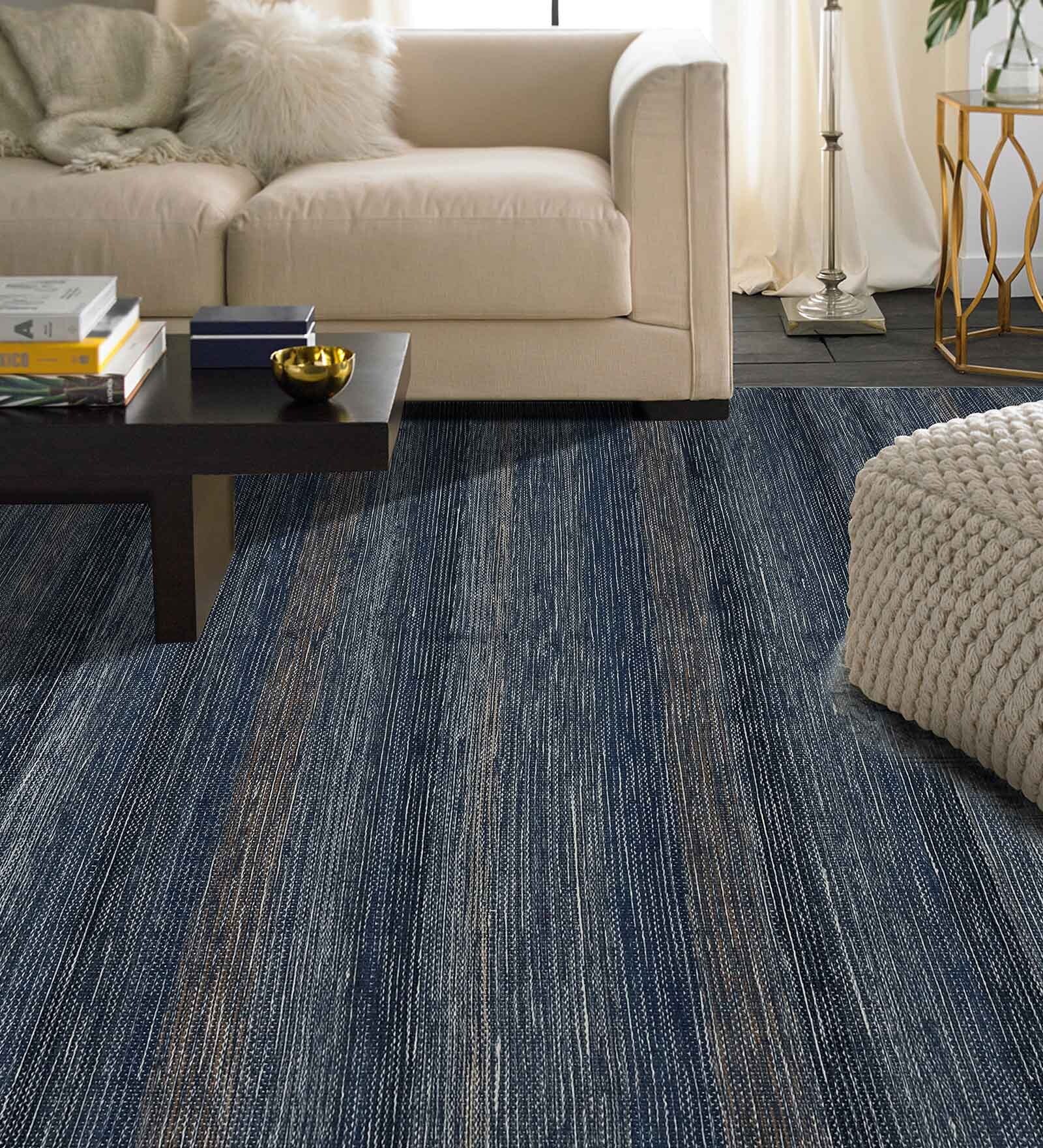 Buy Blue Polyster Reversible Hand Woven 8 x 5 Feet Dhurrie at 41% OFF ...