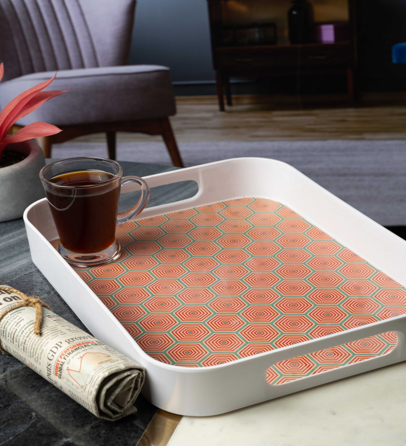 Buy Multicolour Contemporary Melamine Square (Set of 3) Serving Tray ...