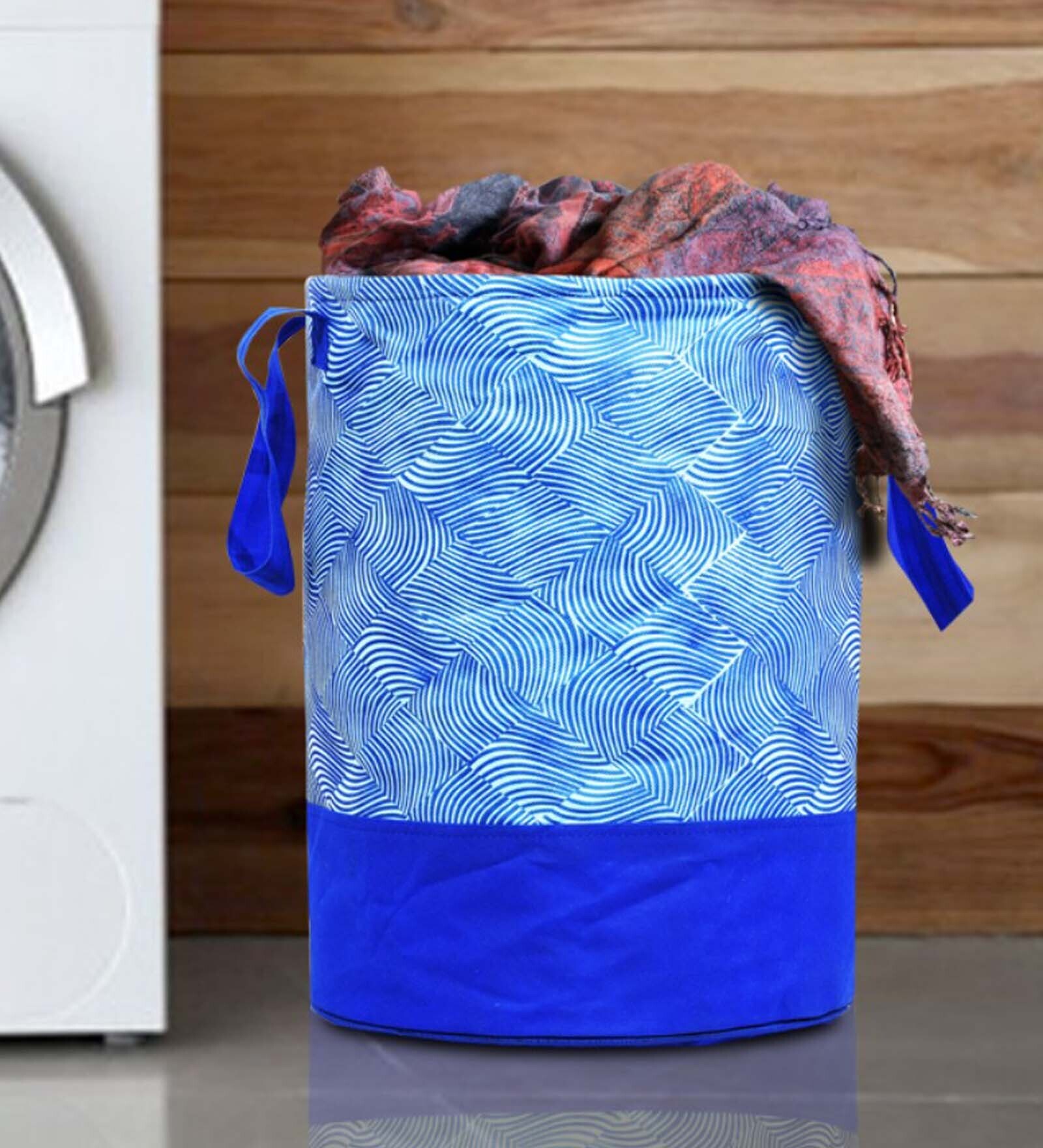 Buy Blue Printed Cotton Foldable 45 Litres Laundry Basket at 42% OFF by ...