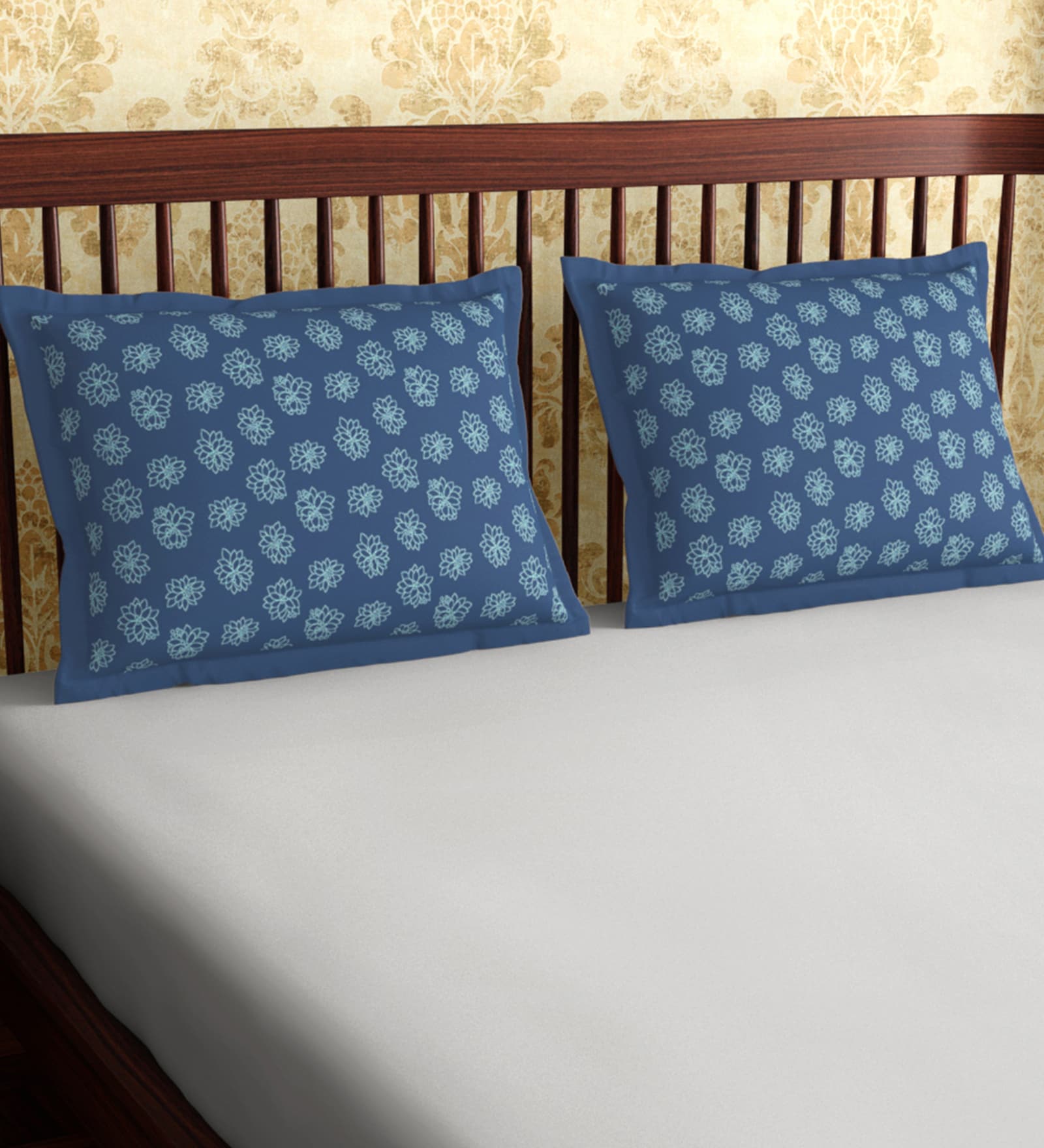 Buy Blue Patterned 300TC Cotton 27 x 18 Inches Pillow Covers (Set of 2 ...