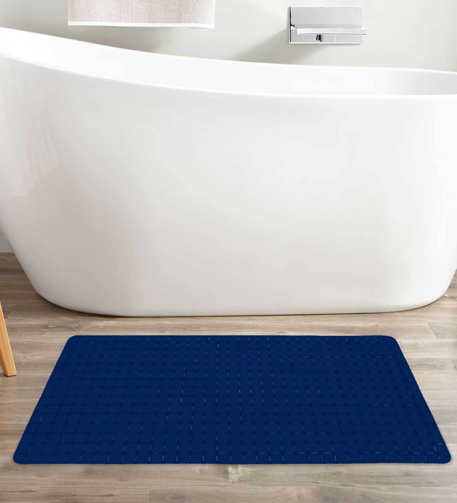 Buy Blue PVC Plain Solid 30x13 Inches Super Soft Bath Mat at 25% OFF by ...
