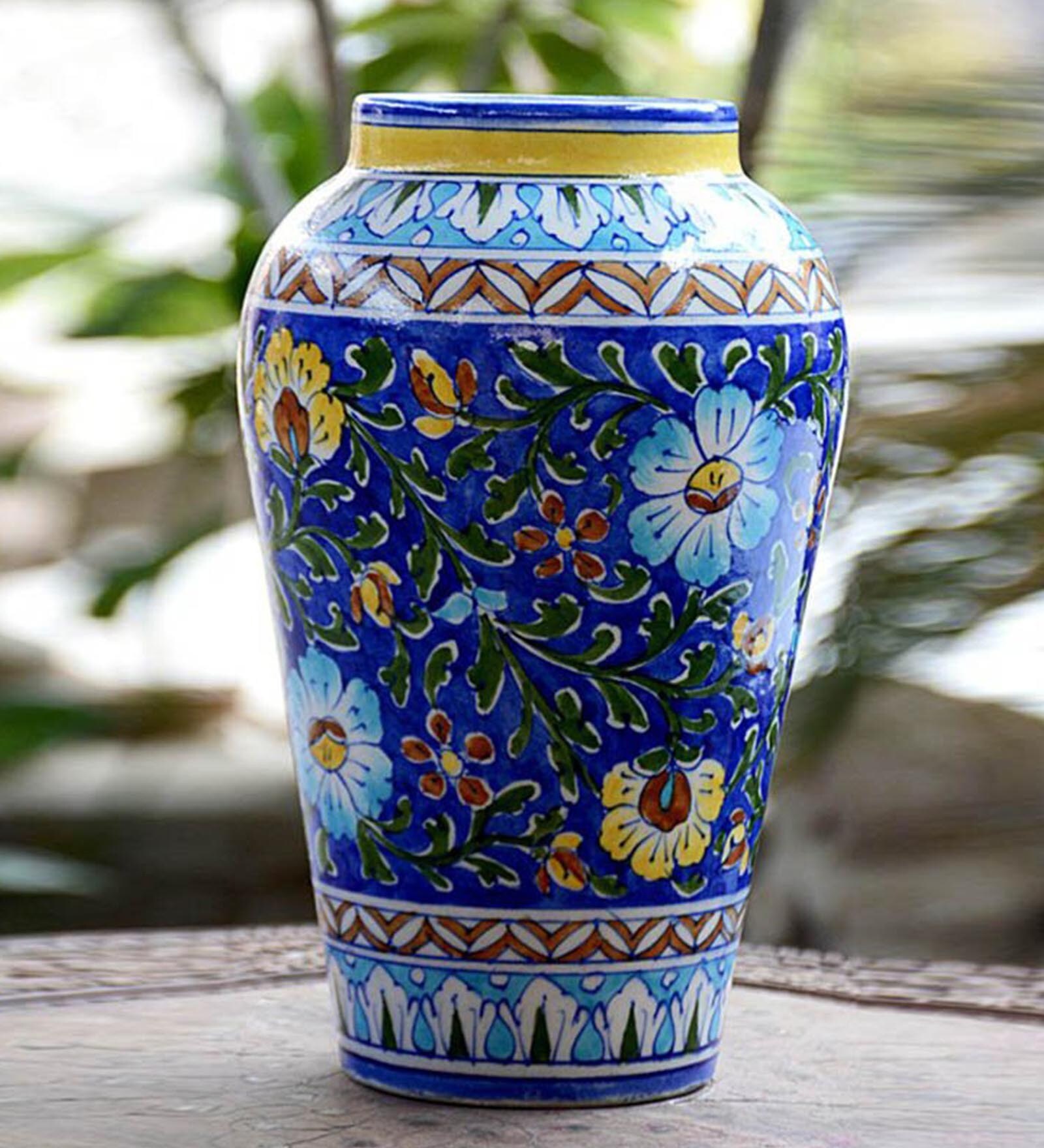 Buy Blue Quartz Traditional Vase by CraftedIndia Online - Ceramic Vases ...