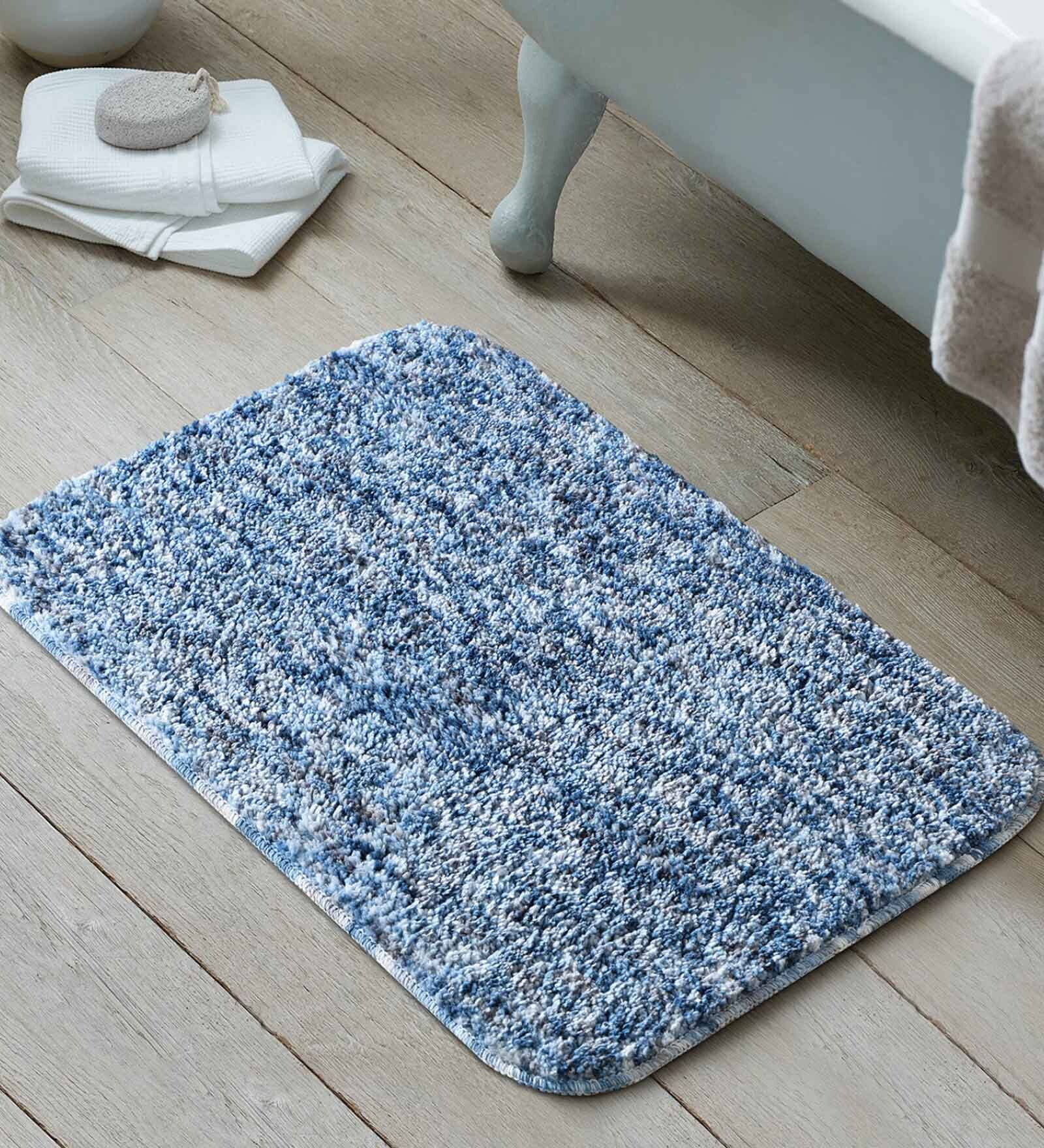 Buy Blue Solid Polyester 28x20 Inches AntiSkid Bath Mat at 30% OFF by ...