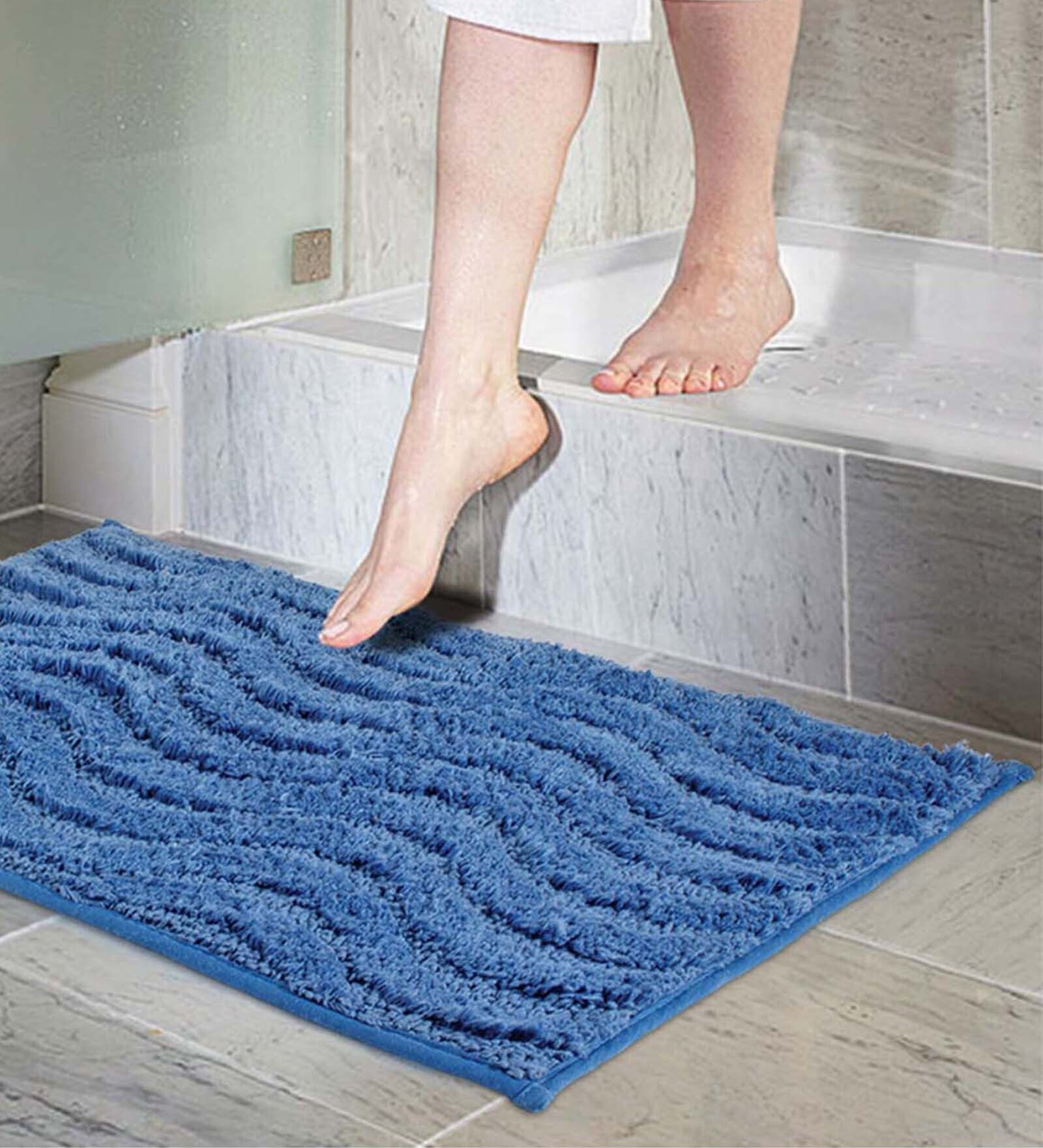 Buy Blue Abstract Cotton 24 x 16 Inches AntiSkid Bath Mat at 100% OFF ...