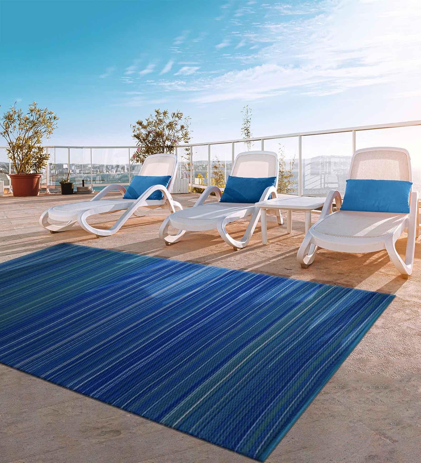 Buy Blue Solid Polyproylene 4 ft x 6 ft Machine Made Picnic Mat at 10% ...