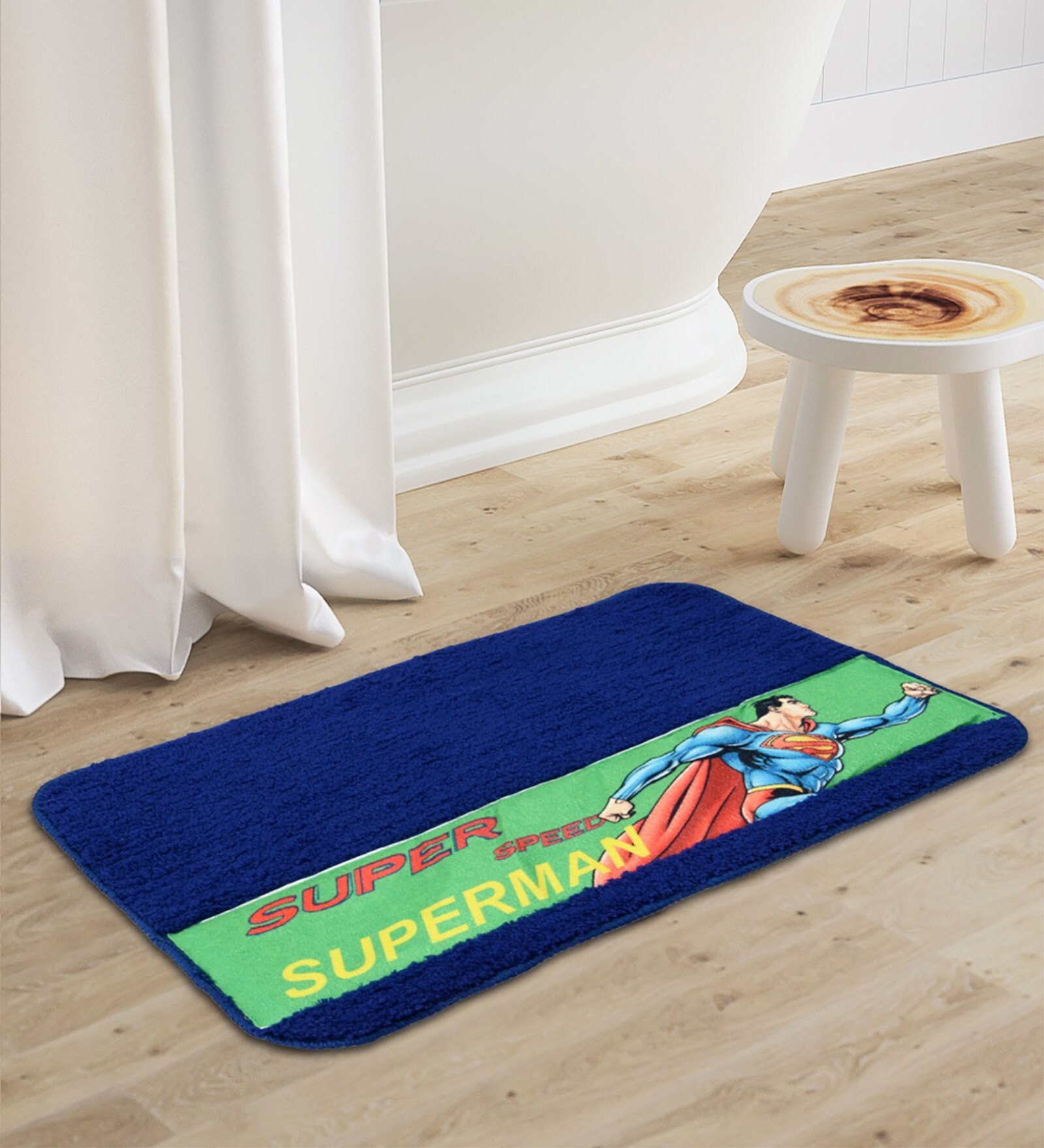 Buy Blue Superman Soft Microfiber Anti Skid Kids Bathmat - 40 x 65 cm ...
