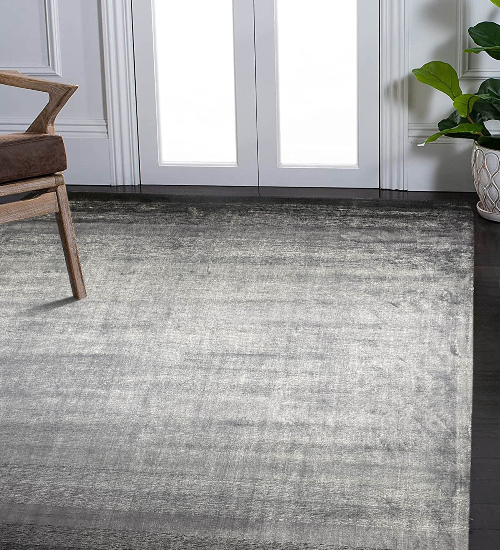 Buy Grey Silk Textured Solid Hand Loom Carpet By Qaaleen at 17% OFF by ...