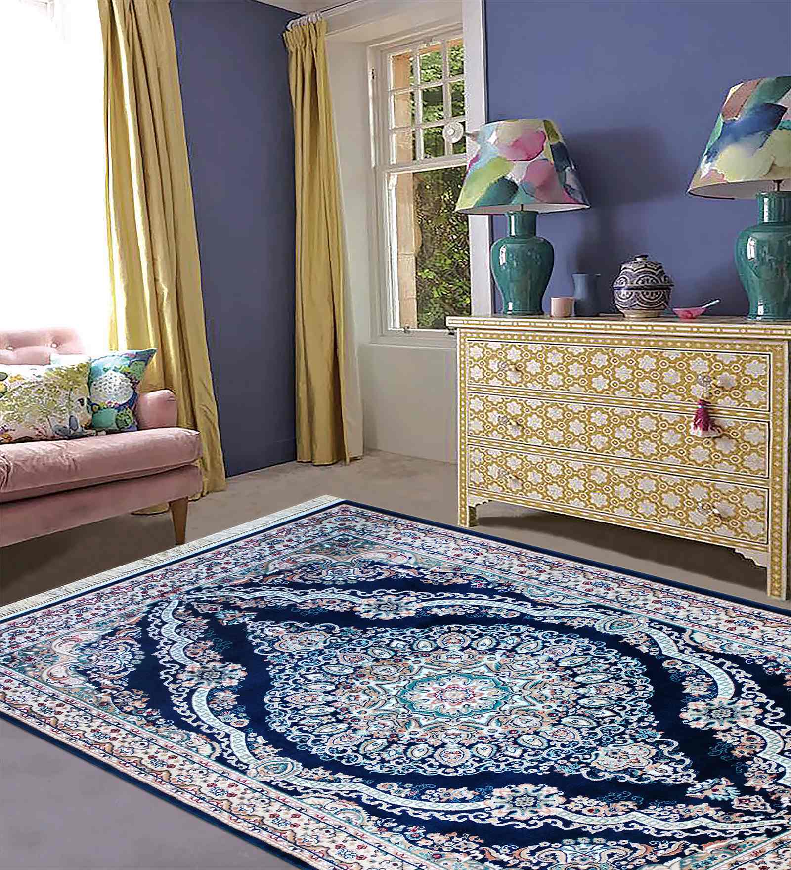 Buy Blue Traditional Polypropylene 3 ft x 5 ft Machine Made Carpet at ...