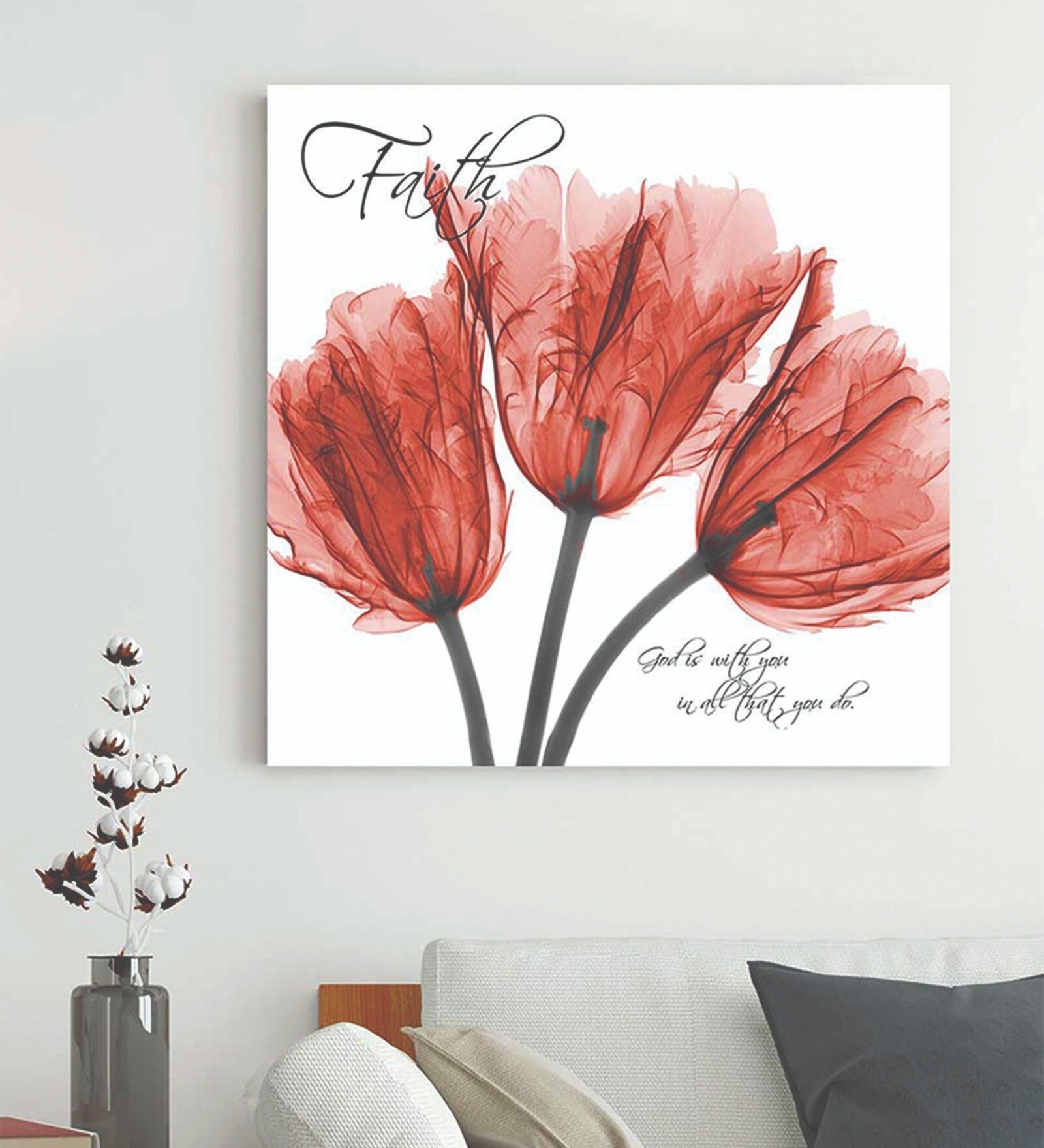 Buy Blue tulips Faith Poster Print Flower Canvas art Print, Modern X ...