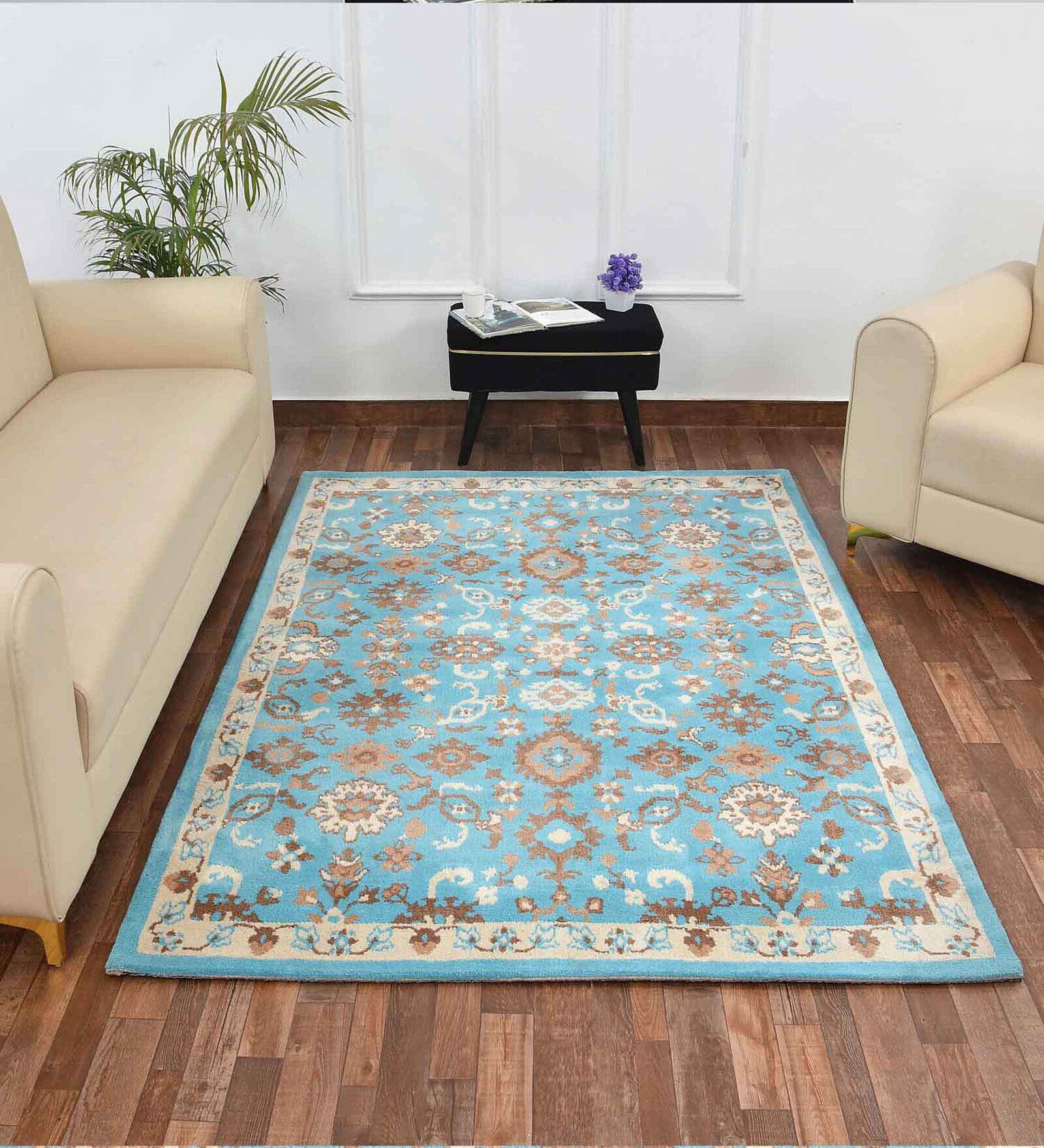 Buy Blue Vintage Polyester 4 x 6 Feet Machine Made Carpet by PRESTO at ...
