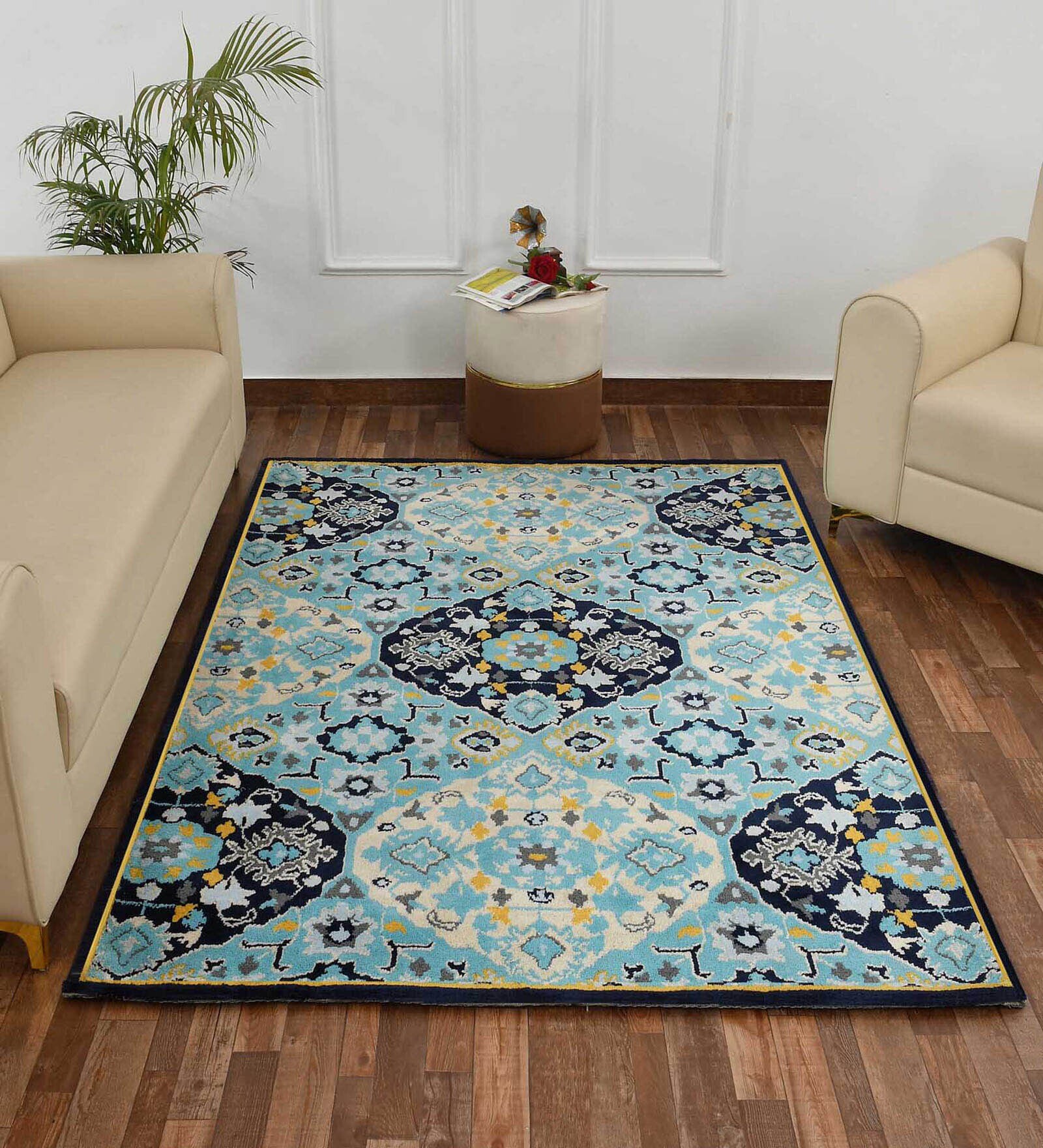 Buy Blue Vintage Polyester 4 x 6 Feet Machine Made Carpet by PRESTO at ...