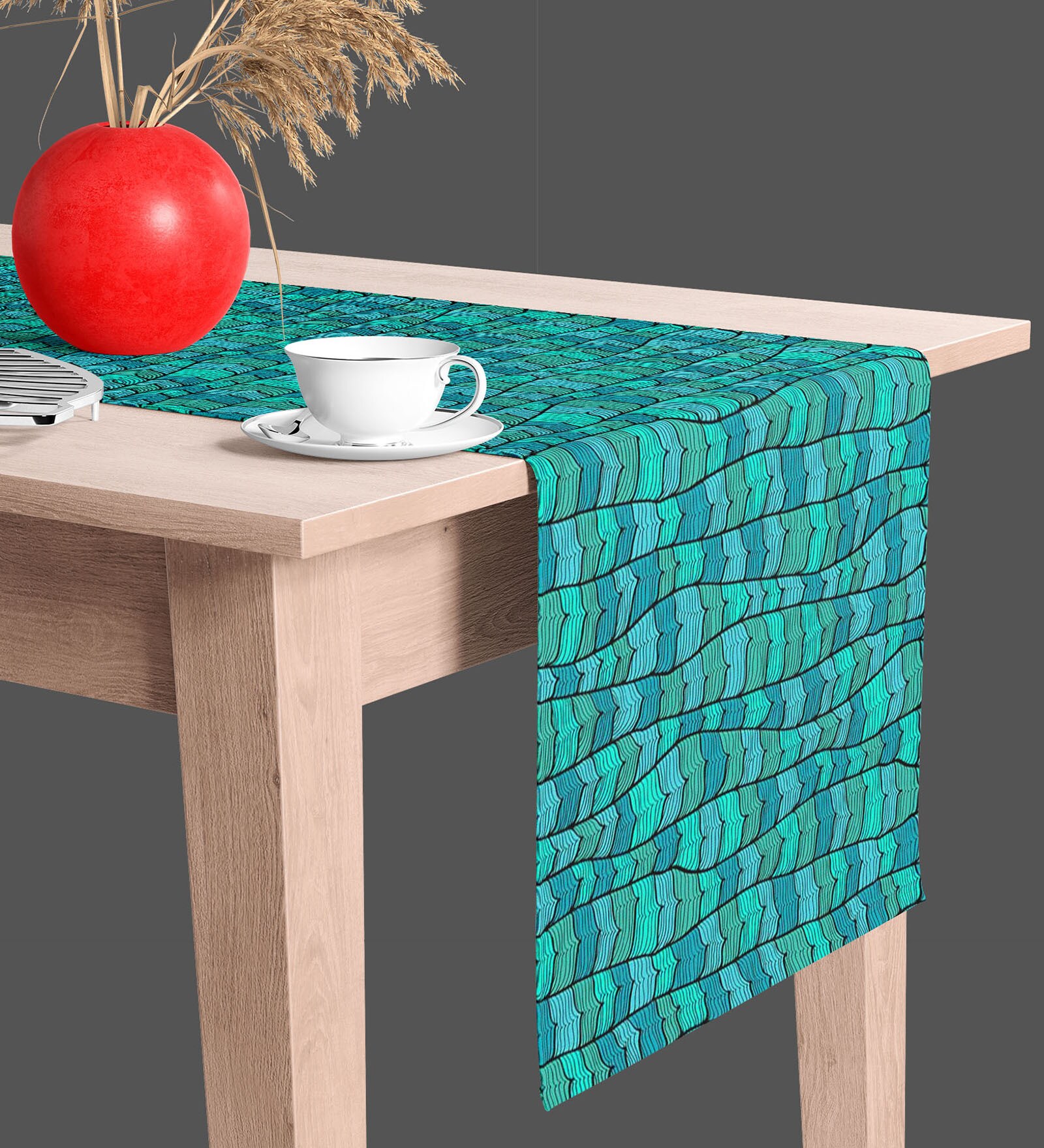 Buy Blue Waves Multicolor (84 x 12) Cotton Canvas Table Runner at 60% ...