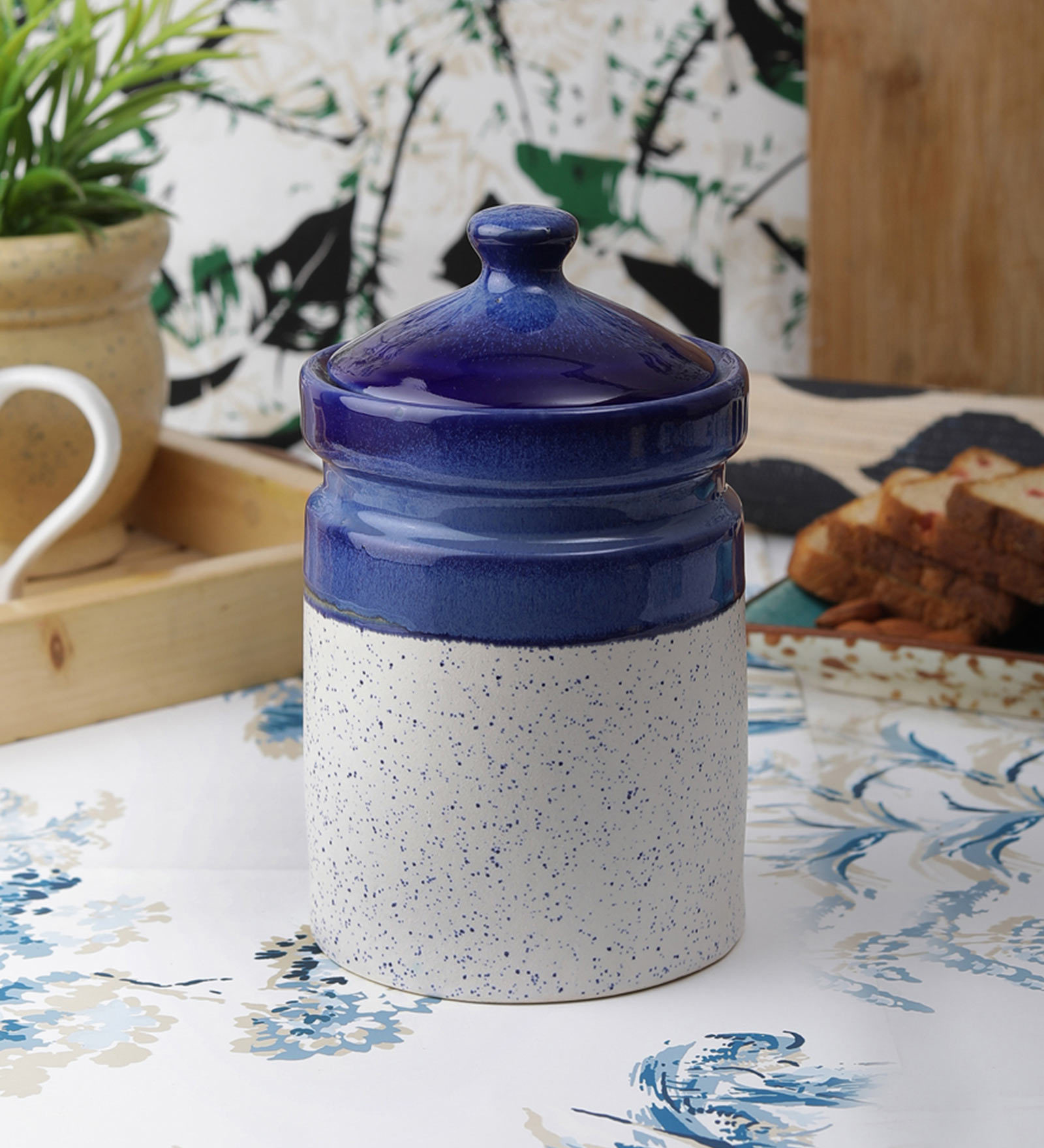 Buy 750 ML Ceramic Condiment Jar in White by VarEesha Online - Jars and ...