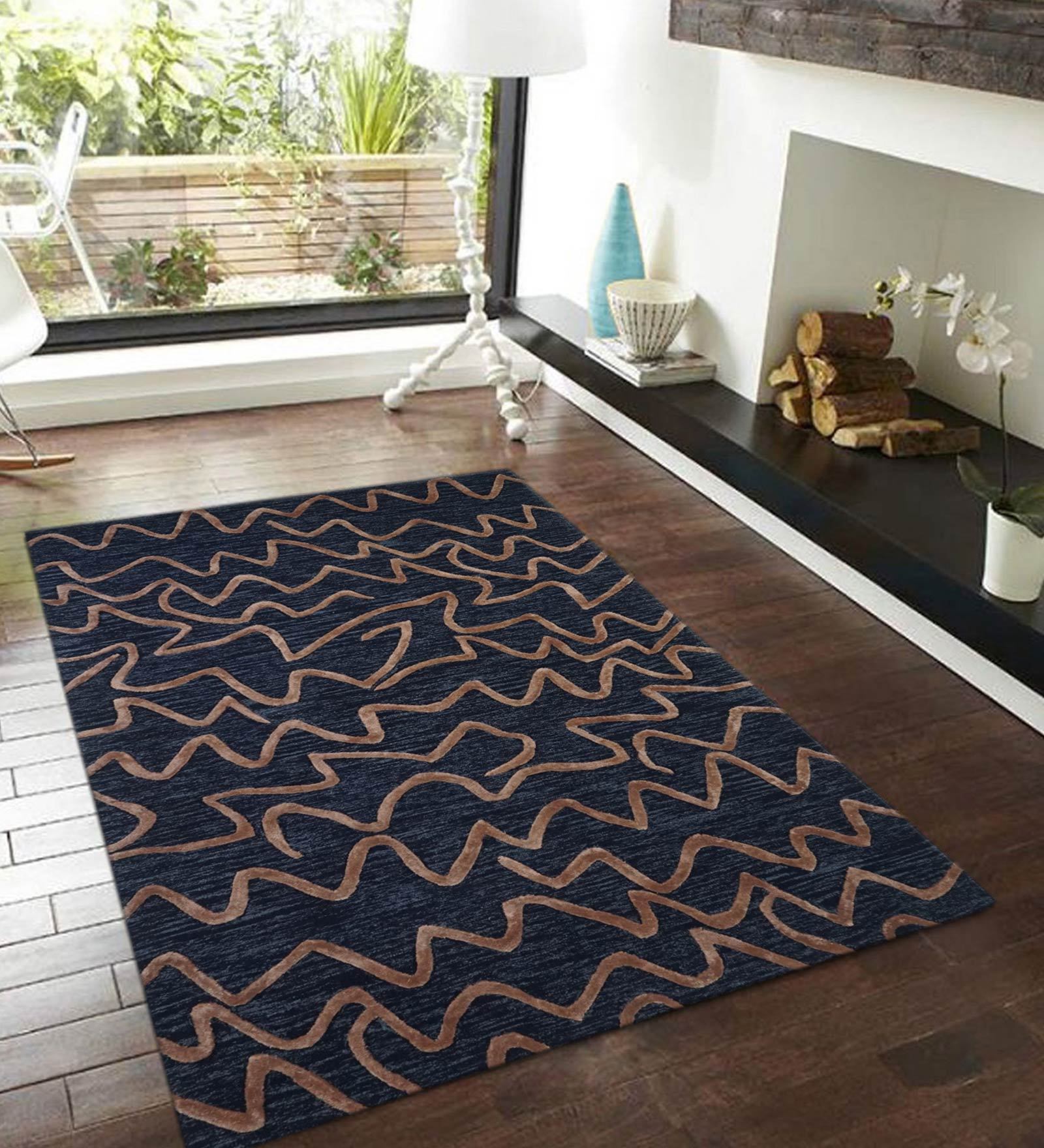 Buy Blue Abstract Wool Hand Tufted 5 x 8 Feet Carpet at 35% OFF by ...