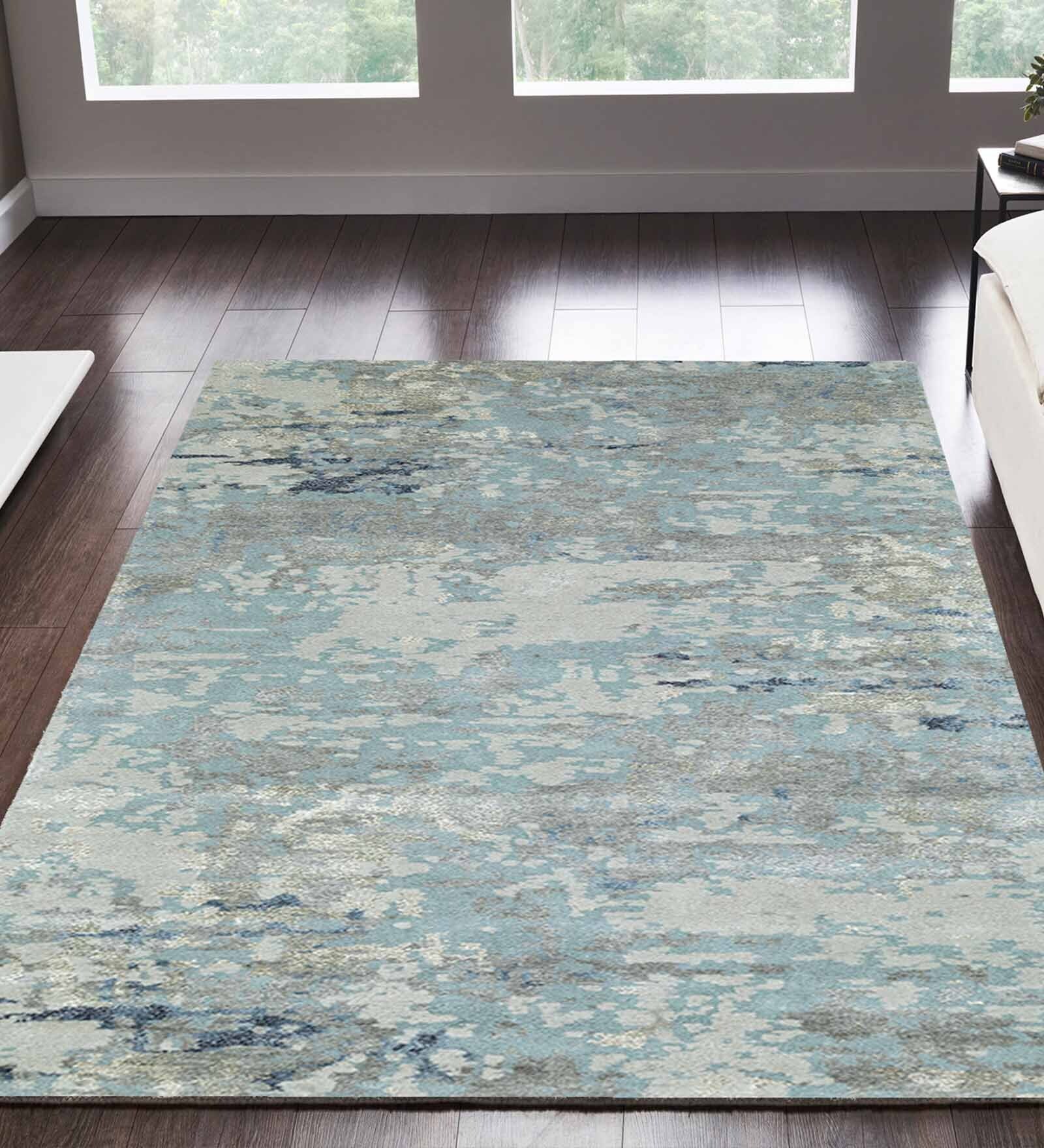 Buy Blue Wool Abstract 8 x 10 Feet Hand Knotted Carpet by OBEETEE at 10 ...