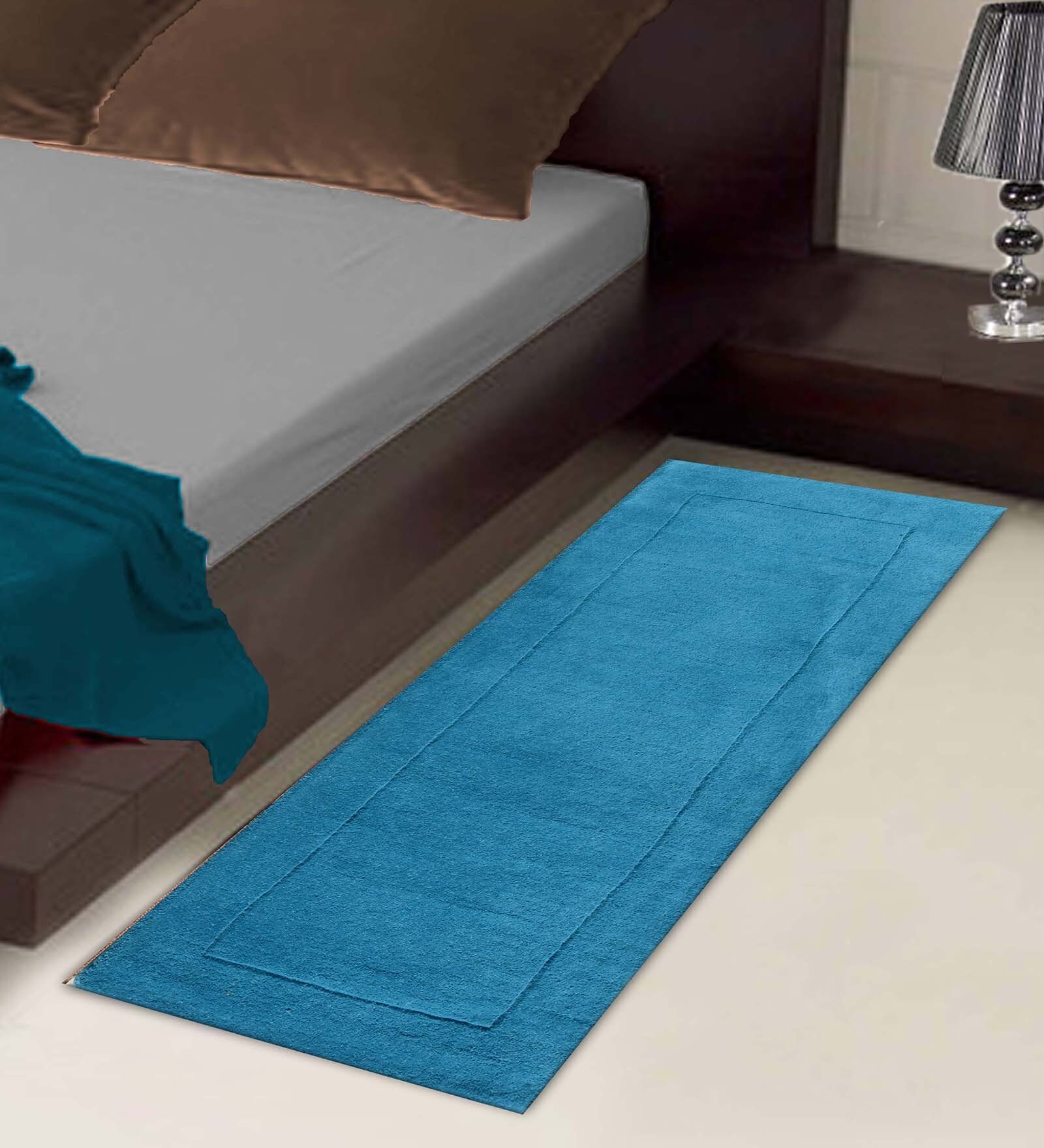 Buy Plain Solid Pattern Wool 5 x 2 Feet Hand Tufted Bedside Runner at ...