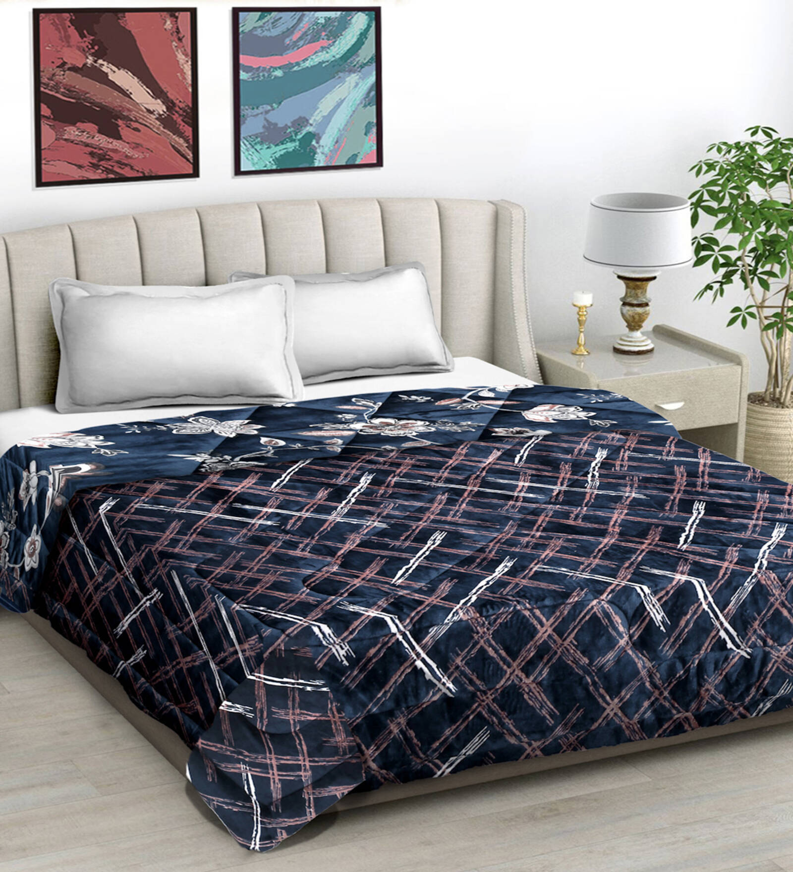 Buy Blue Wool Geometric 950 GSM Double Bed Quilt at 70% OFF by ...