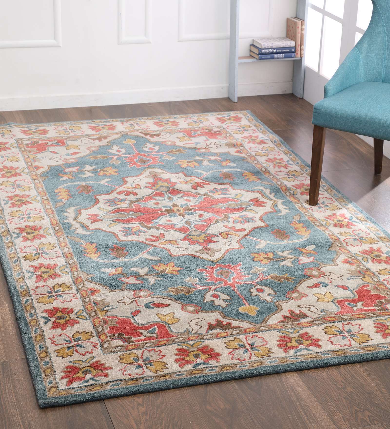 Buy Blue Wool Persian Hand Tufted 8 x 5 Ft Carpet by Obeetee at 30% OFF ...