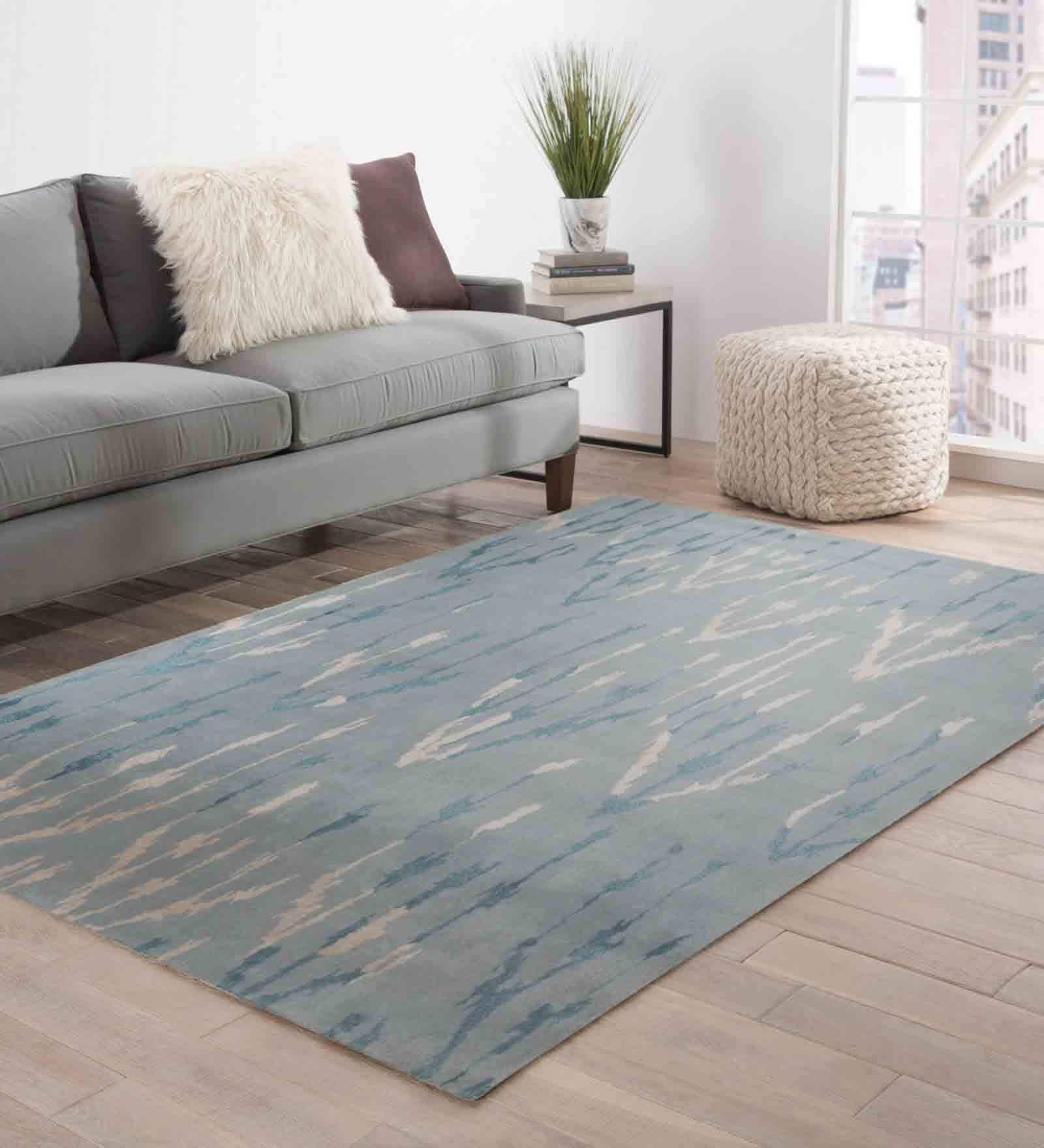 Buy Blue Wool Abstract 5 x 8 Feet Hand Tufted Carpet by Obeetee at 30% ...