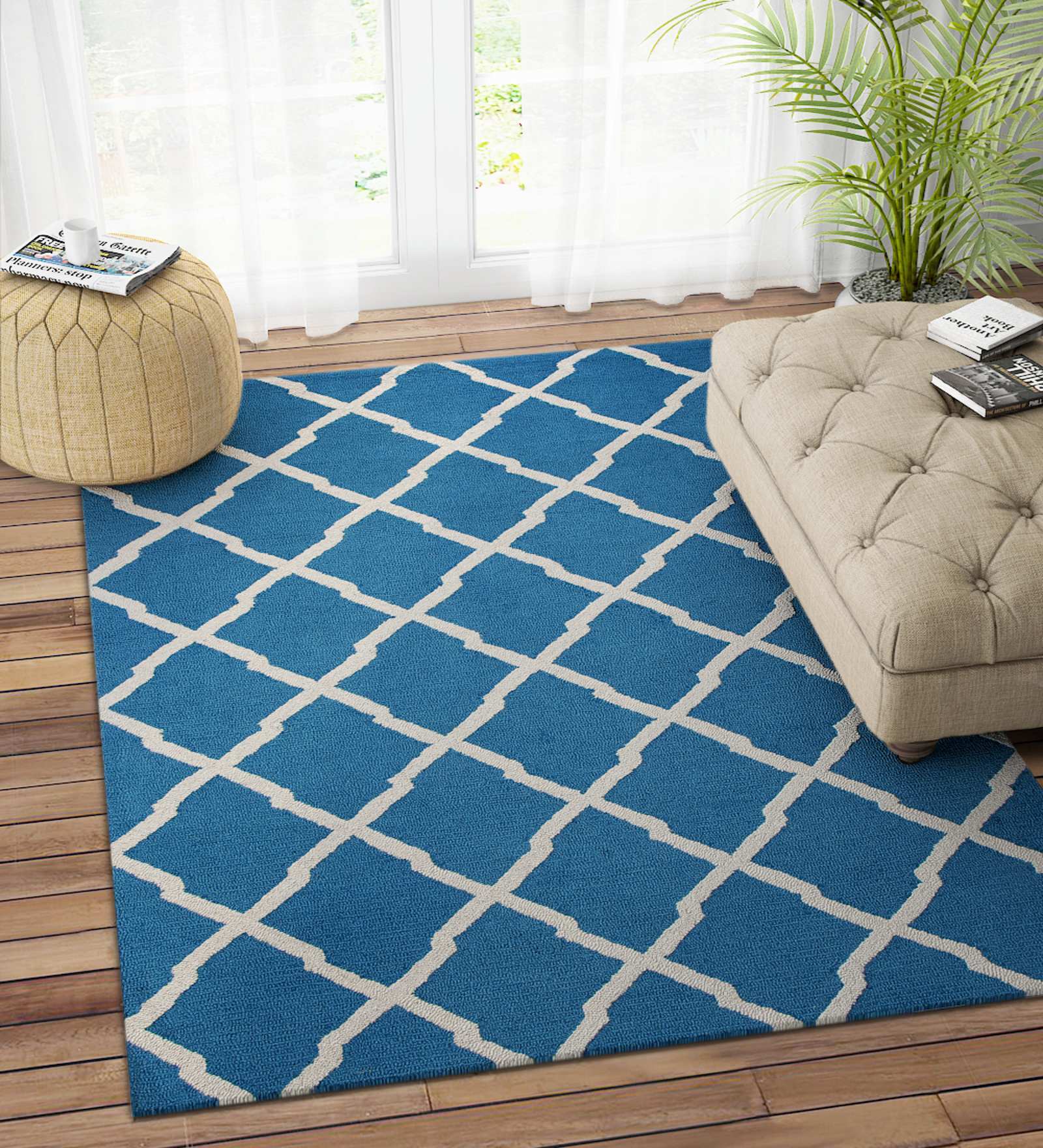 Buy Blue Moroccan Wool 4 ft x 6 ft Hand Tufted Carpet by Imperial Knots ...