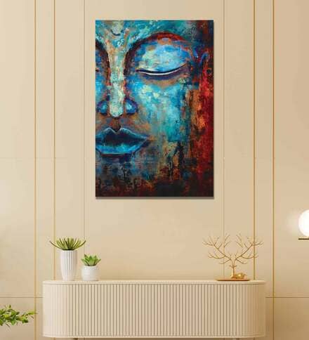 Buy Buddha Yellow Canvas Framed Spiritual Art Print Online - Spiritual ...
