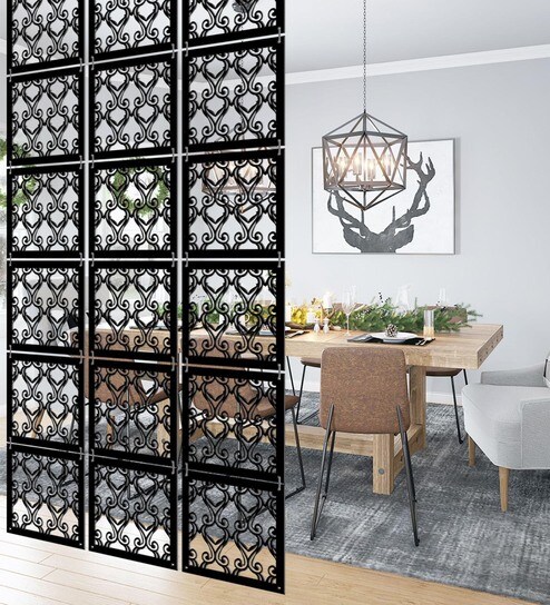 Buy Black Engineered Wood Set of 12 Blocks Hanging Screen & Dividers by ...