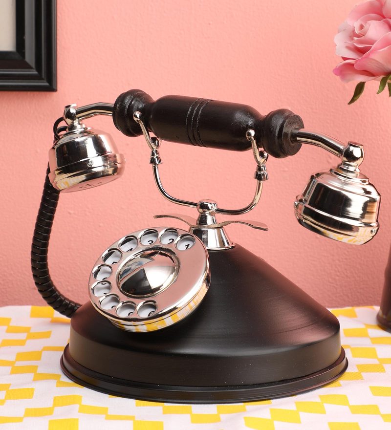 Buy Black & Silver Metal Round Antique Telephone Showpiece by Akeeratly ...