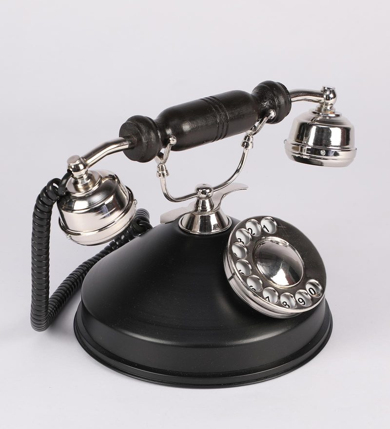 Buy Black & Silver Metal Round Antique Telephone Showpiece by Akeeratly ...