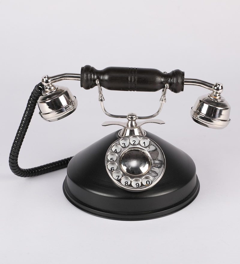 Buy Black & Silver Metal Round Antique Telephone Showpiece by Akeeratly ...