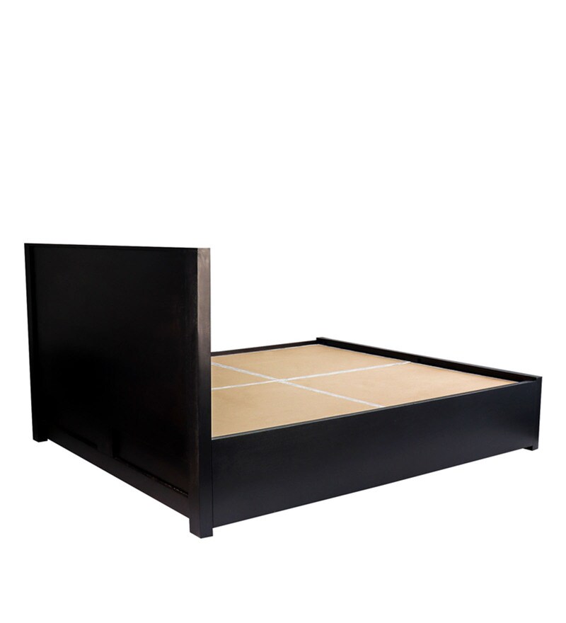 Buy Black Beauty King Size Bed With Box Storage In Black Finish By ...