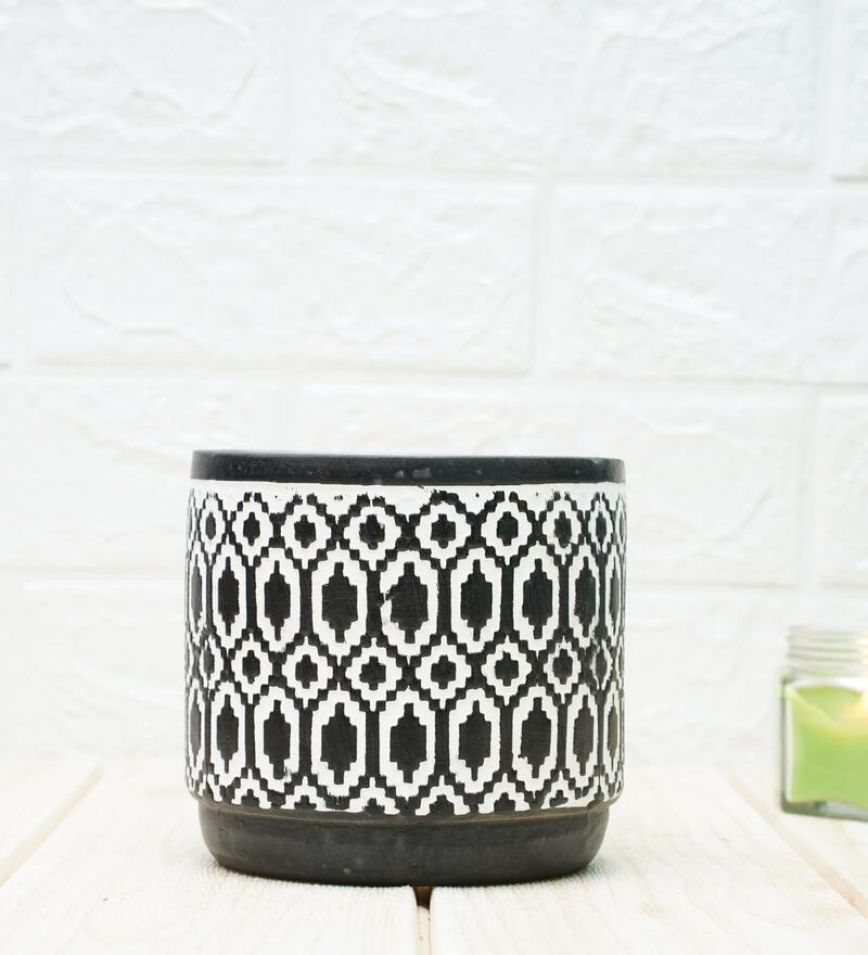 Buy Black Ceramic Aztec Planter By Gold Dust Online - Floor Planters ...
