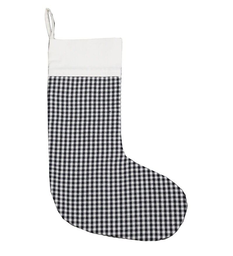 Buy Black Cotton 1 Pc Checkered Christmas Stocking By My Gift Booth ...