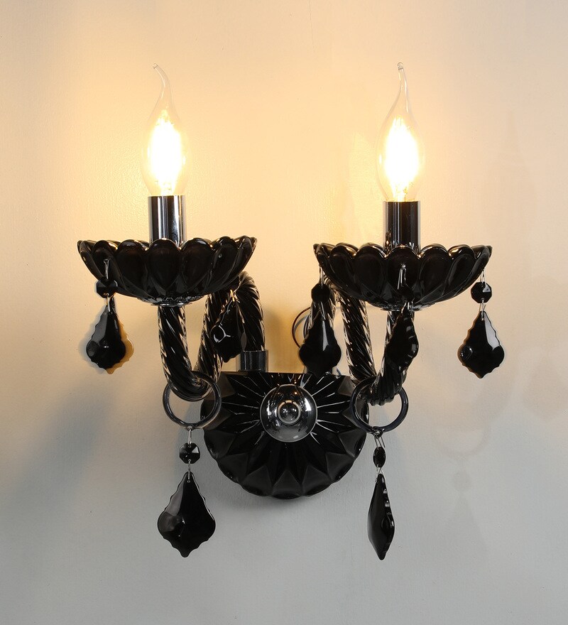 Buy Black Crystal Wall Sconces by Stello Online - Candle Wall Lights - Wall Lamps - Lamps and ...
